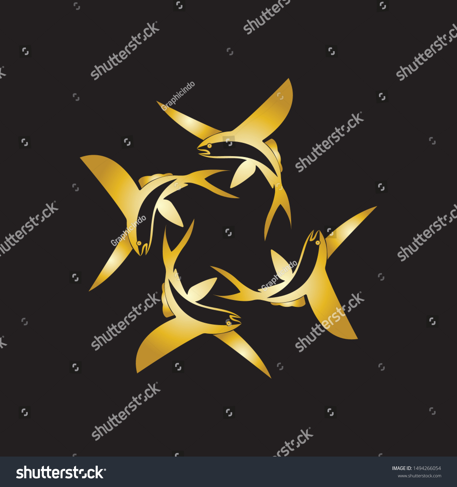 Gold Flying Fish Vector Logo Stock Vector (Royalty Free) 1494266054 ...
