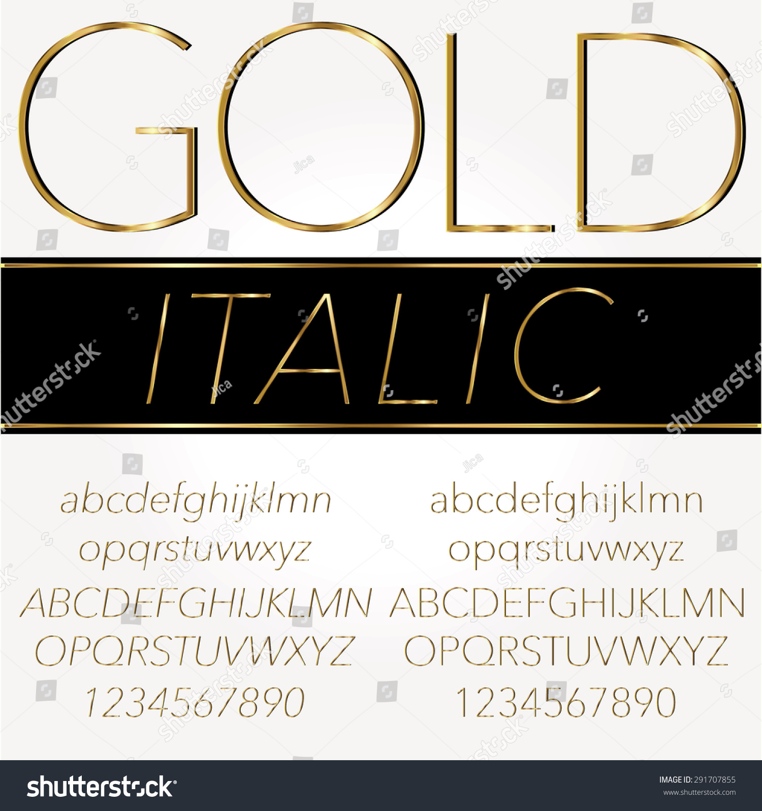 Gold Font Regular Italic Version Stock Vector (Royalty Free) 291707855