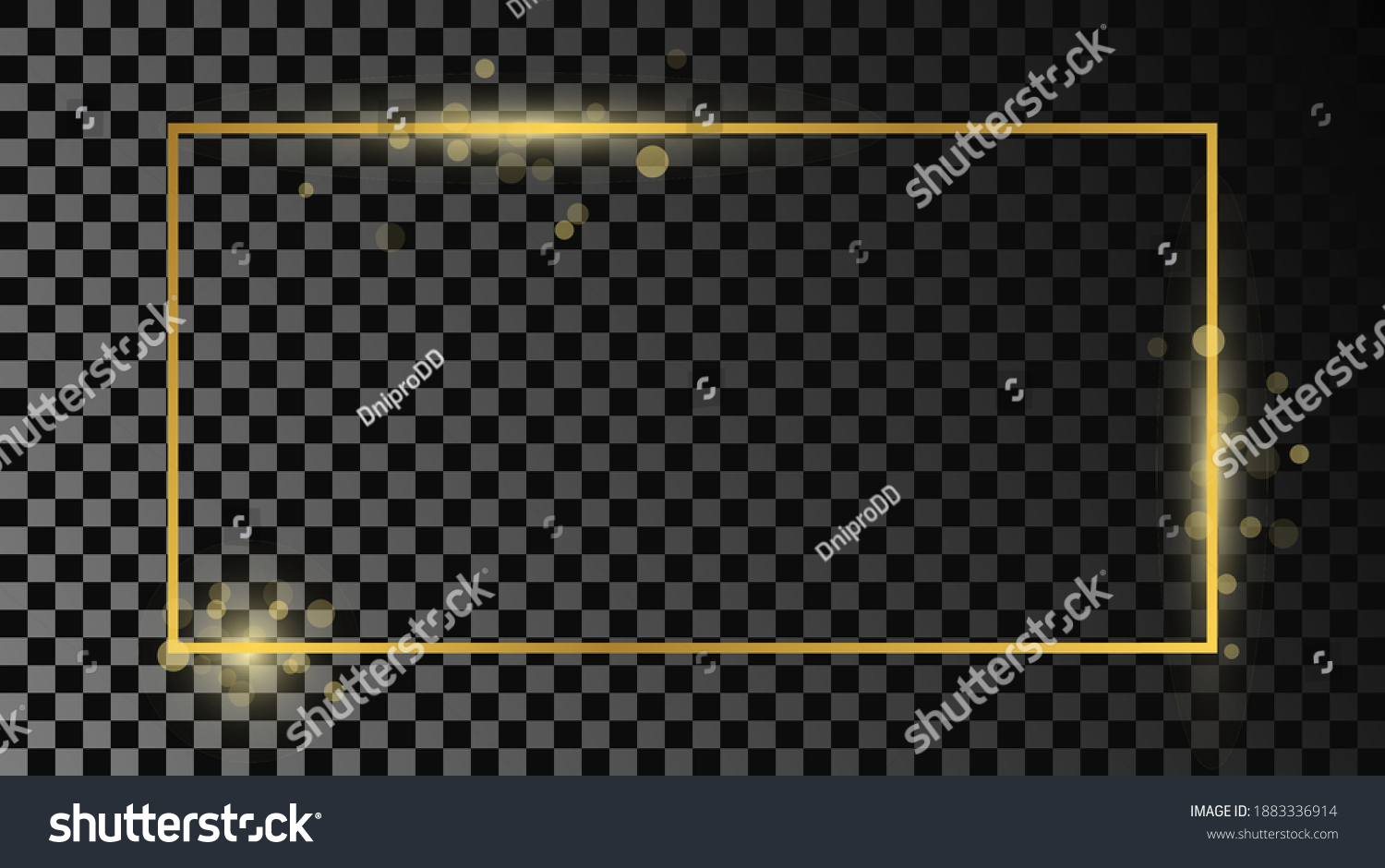 Gold Glowing Rectangular Shape Frame Isolated Stock Vector (Royalty ...