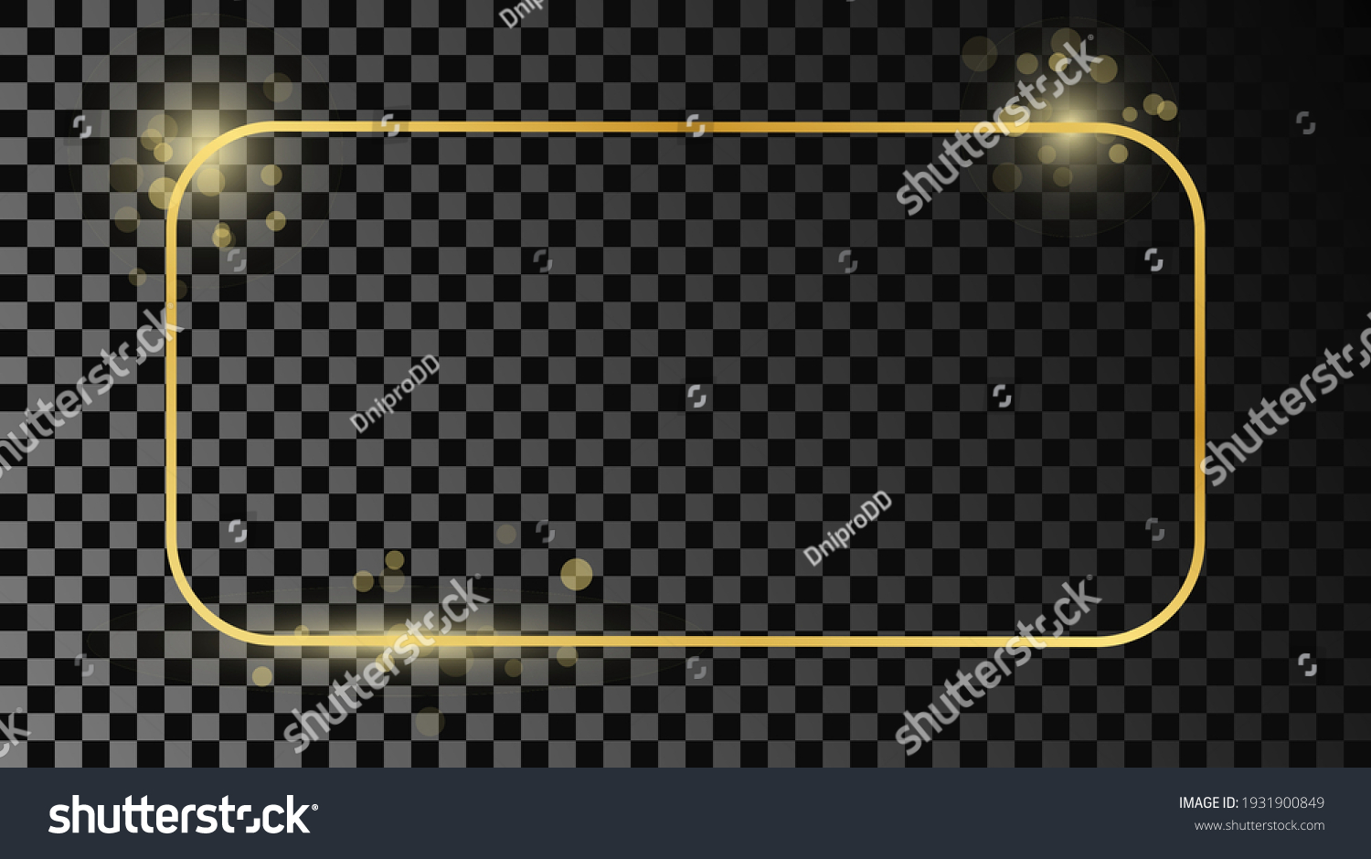 Gold Glowing Rounded Rectangular Frame Isolated Stock Vector (Royalty ...