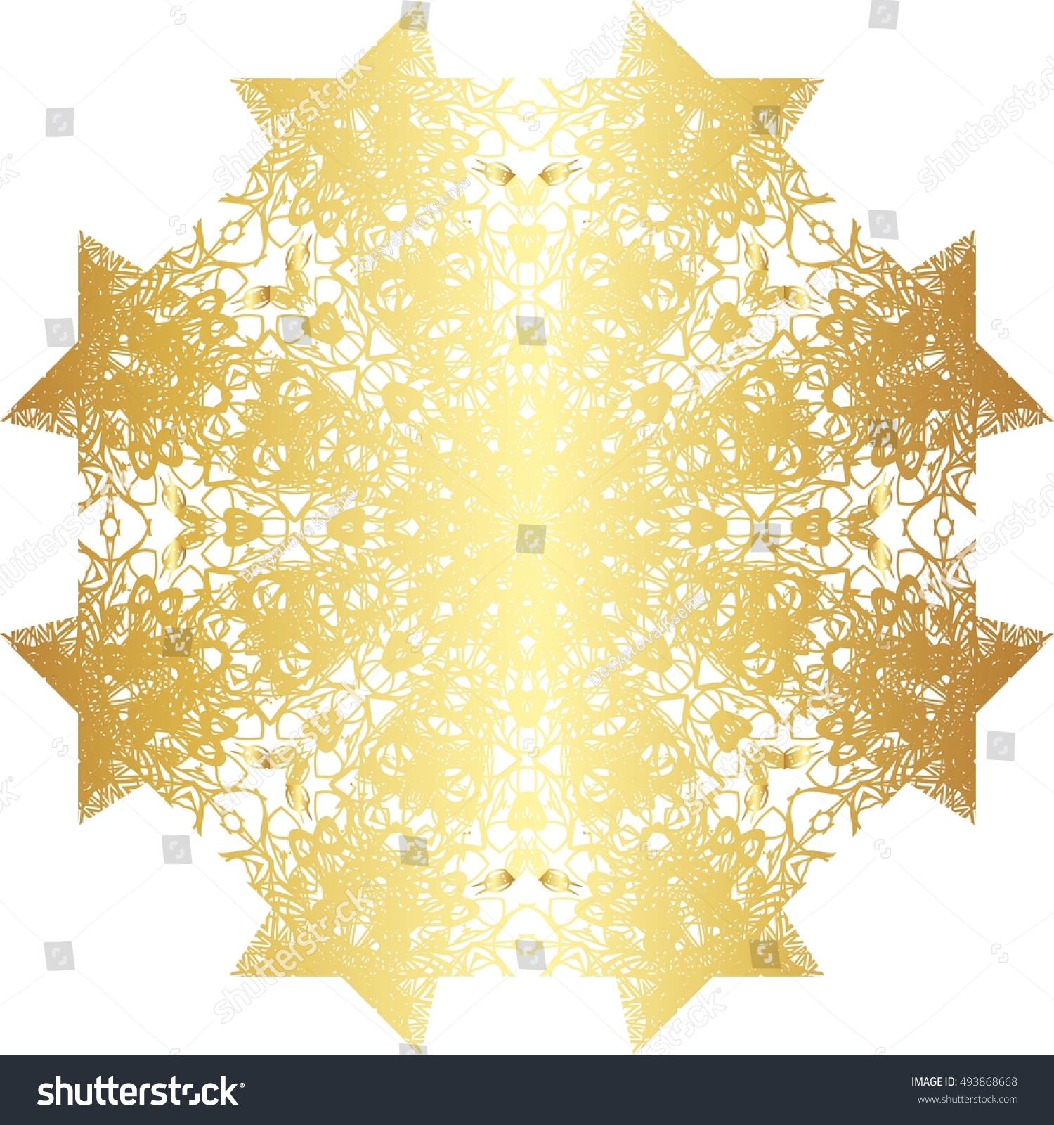 Gold Lace Pattern On White Background Stock Vector (Royalty Free) 493868668
