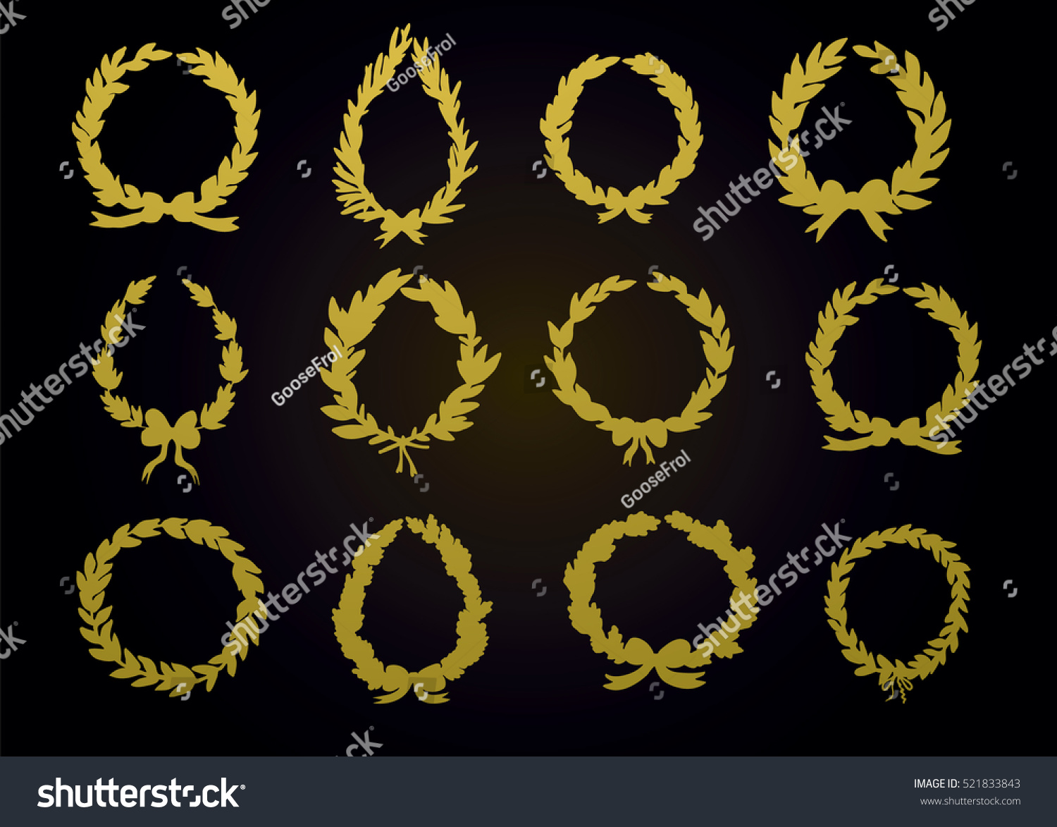 Gold Laurel Wreath Graphic Vector Set Stock Vector (Royalty Free ...