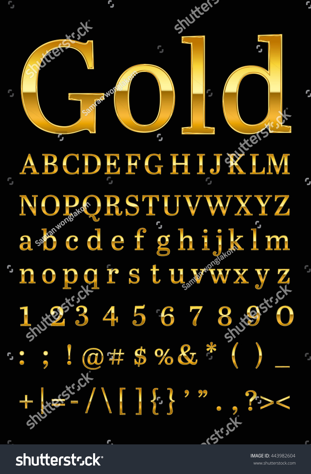 Gold Letter Stock Vector (Royalty Free) 443982604
