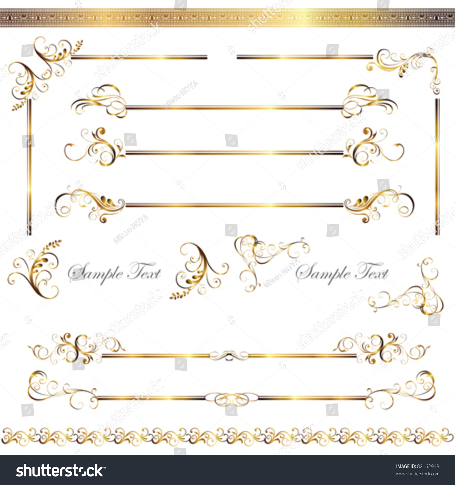Gold Line Frame Set Stock Vector (Royalty Free) 82162948