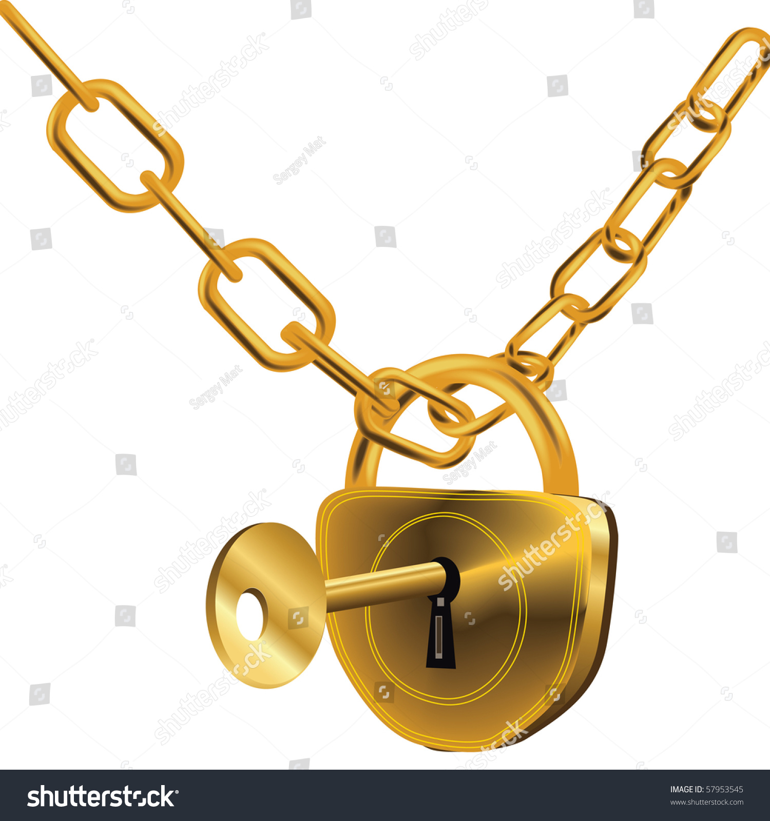 Gold Lock On Chain Key: เวกเตอร์สต็อก (ปลอดค่าลิขสิทธิ์) 57953545 ...