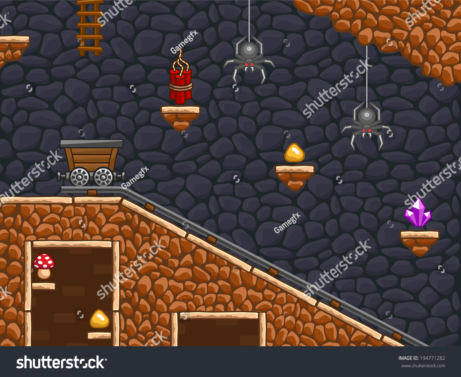 Gold Mine Game Background Stock Vector (Royalty Free) 194771282