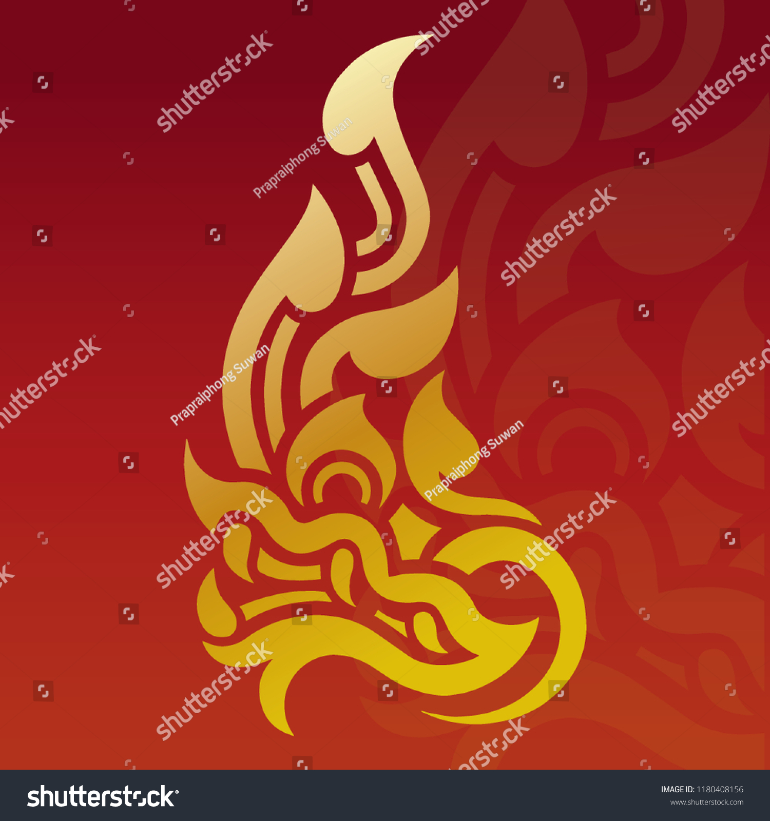 Gold Naga Vector: vector de stock (libre de regalías) 1180408156