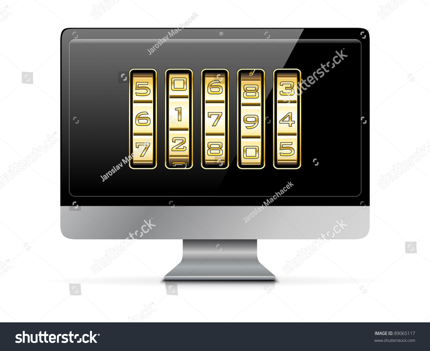 Gold Number Code On Computer Monitor Stock Vector (Royalty Free ...