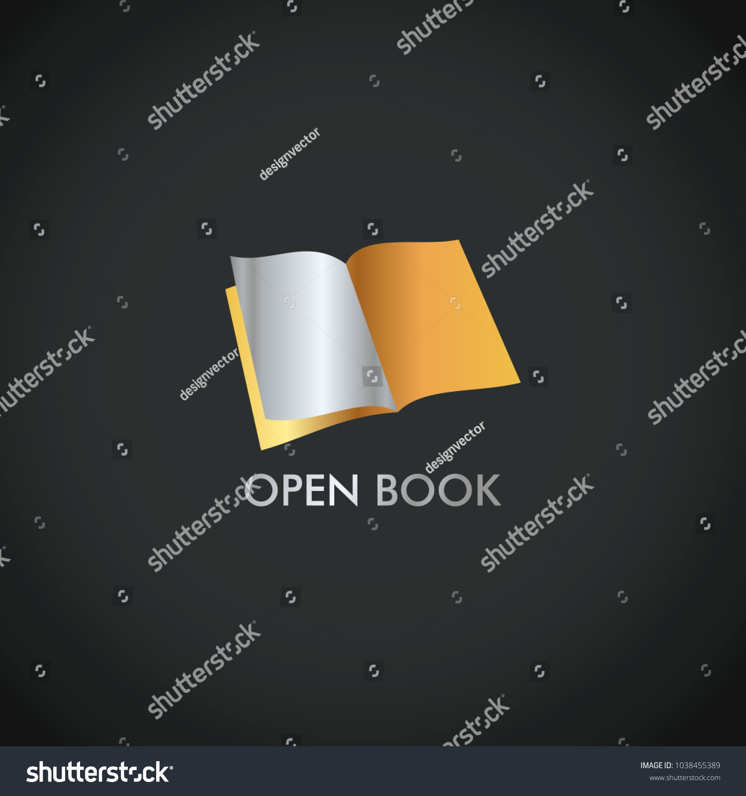 Gold Open Book Vector Logo Stock Vector (Royalty Free) 1038455389
