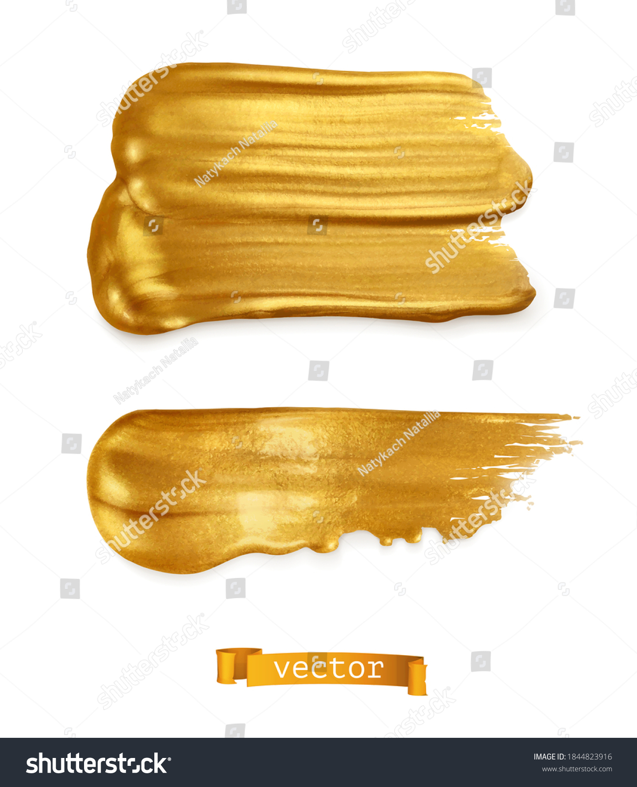 Gold Paint Smear 3d Vector Realistic Stock Vector (Royalty Free) 1844823916