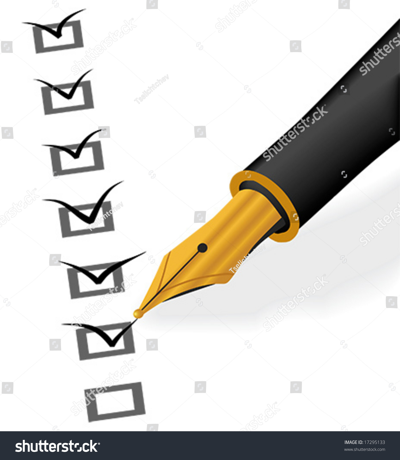 Gold Pen Checking Stock Vector (Royalty Free) 17295133