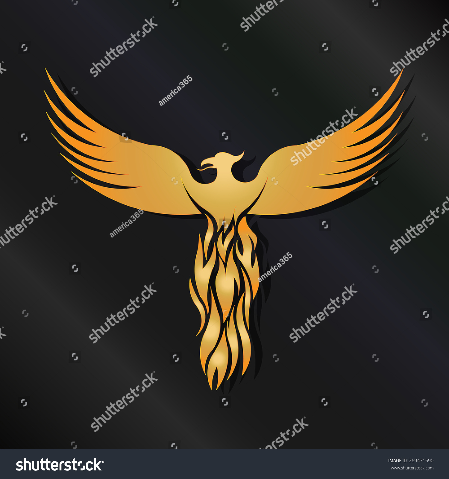 Gold Phoenix Logo Bird Stock Vector (Royalty Free) 269471690 | Shutterstock