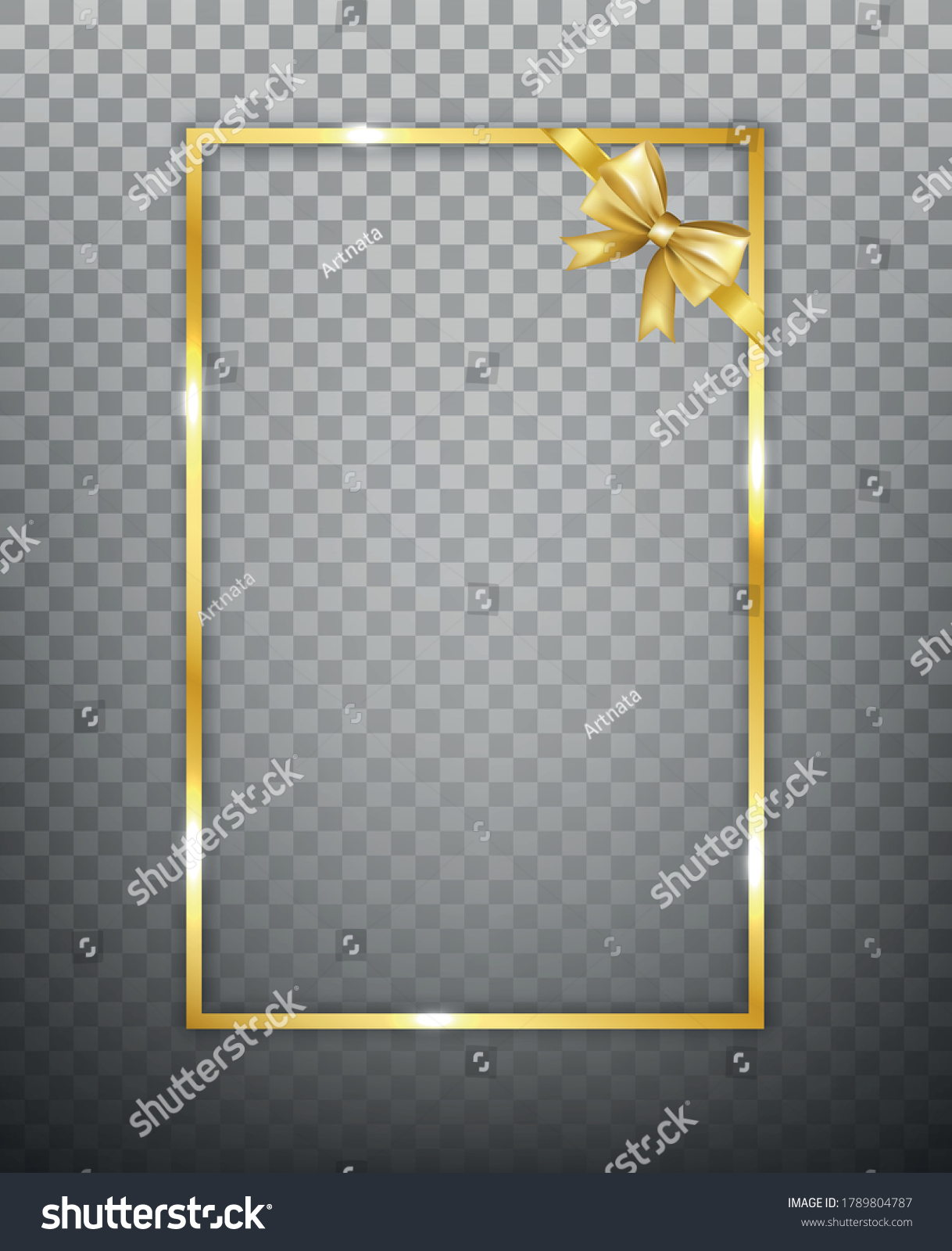 Gold Rectangle Frame Bow Isolated On Stock Vector (Royalty Free ...