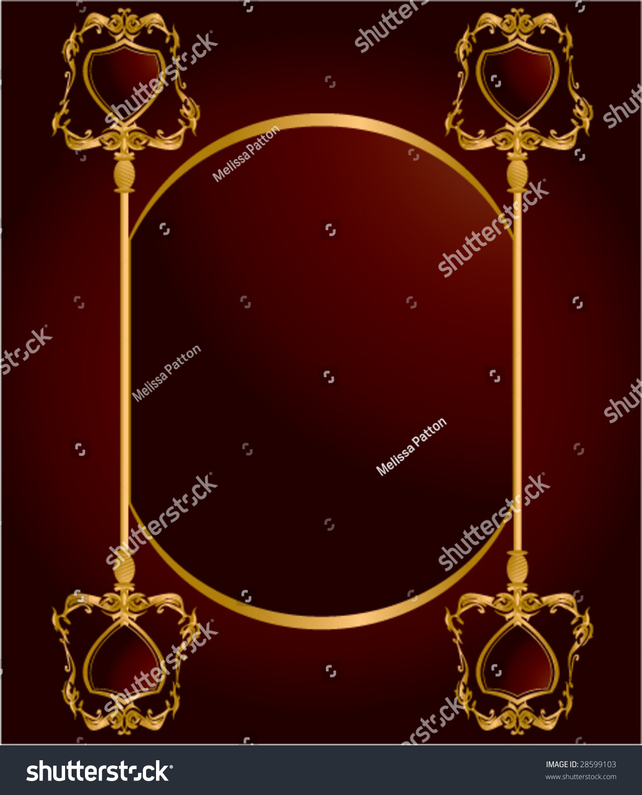 Gold Red Tall Oval Frame Vector Stock Vector (Royalty Free) 28599103 ...