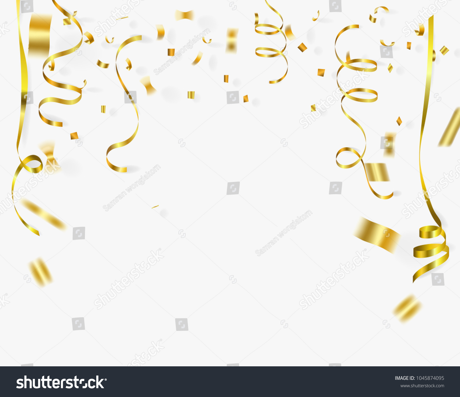 Gold Ribbon Confetti On Withe Background Stock Vector (Royalty Free ...