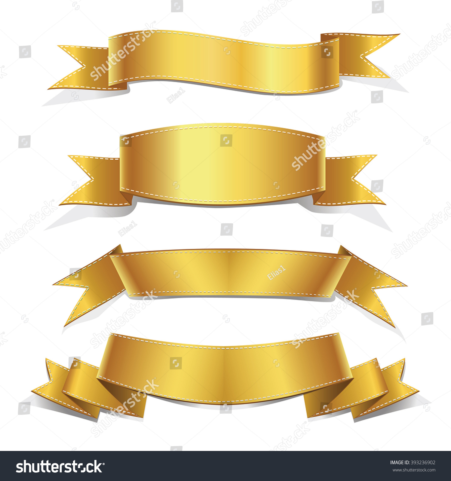 Gold Ribbons Set Banners Stock Vector (Royalty Free) 393236902