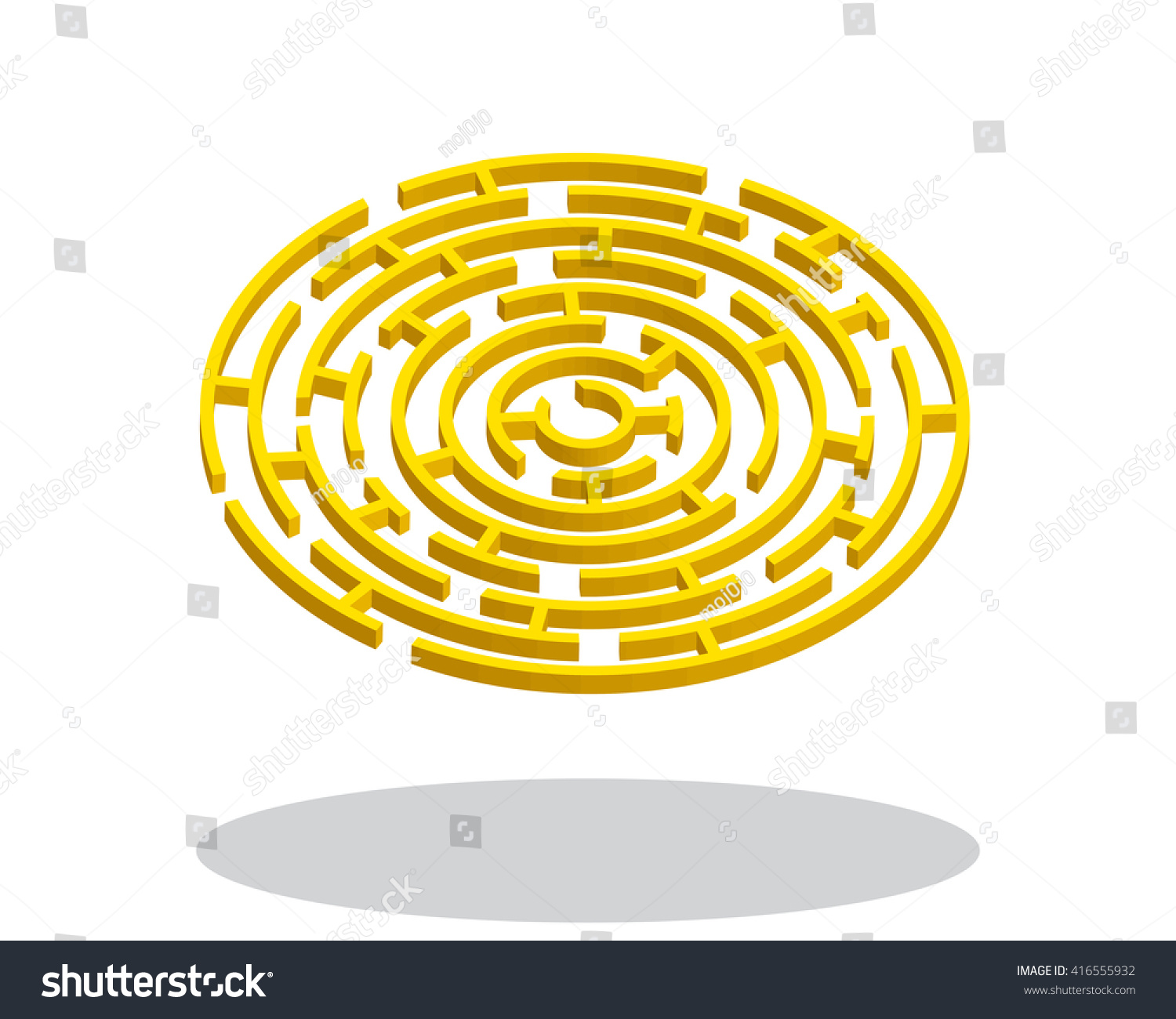 Gold Round 3d Labyrinth On White Stock Vector (Royalty Free) 416555932 ...