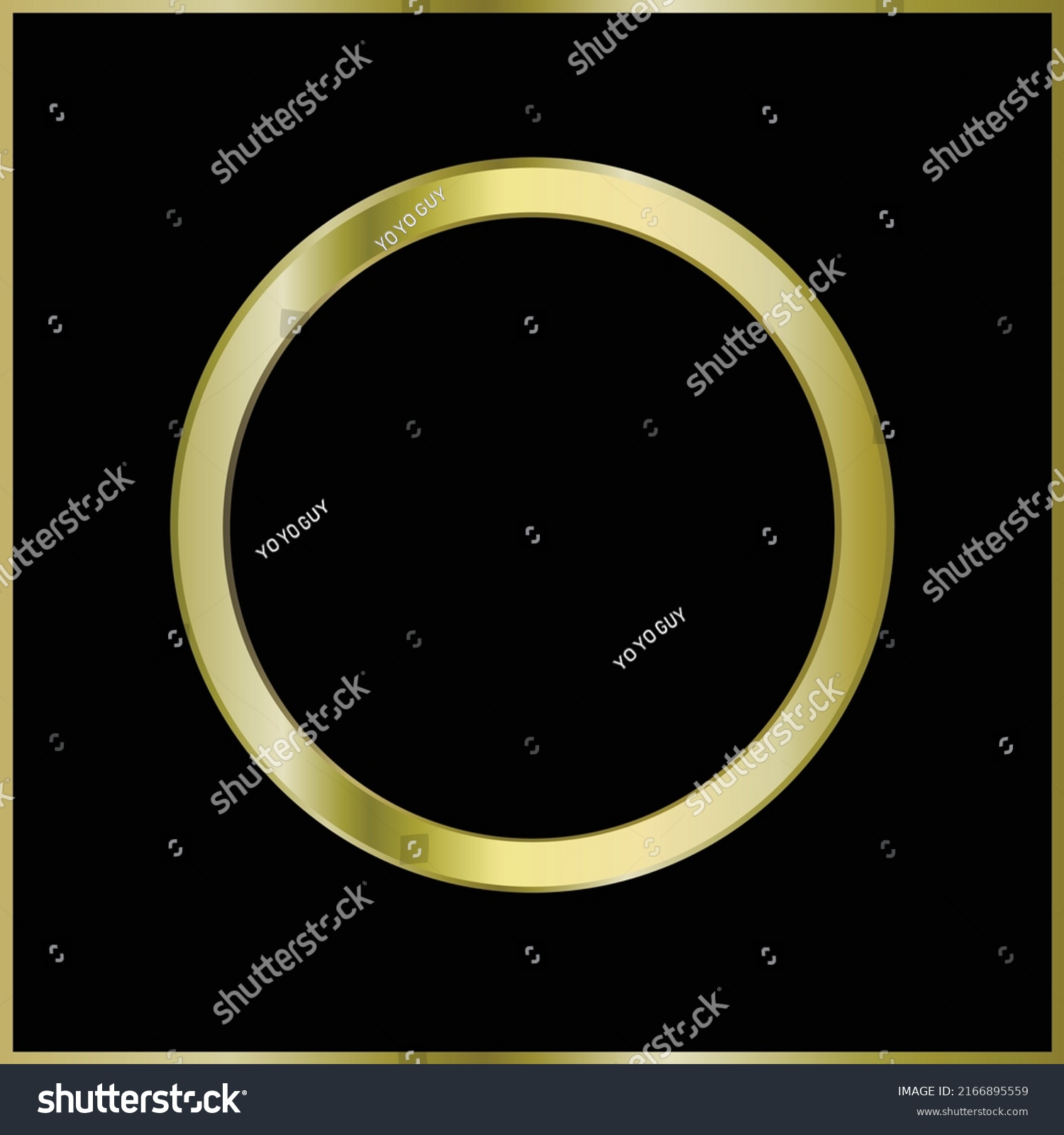 Gold Round Frame On Black Background Stock Vector (Royalty Free ...
