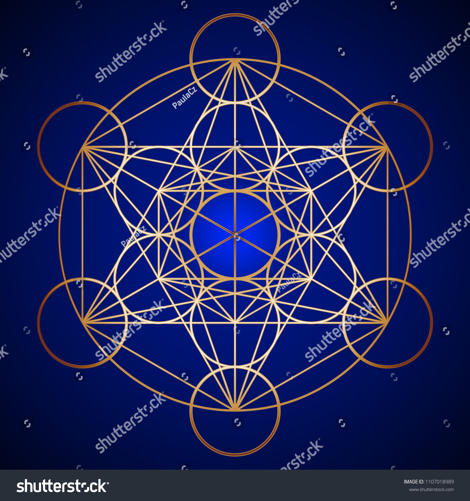 Gold Sacred Geometry Metatron Cube Pattern: vector de stock (libre de ...