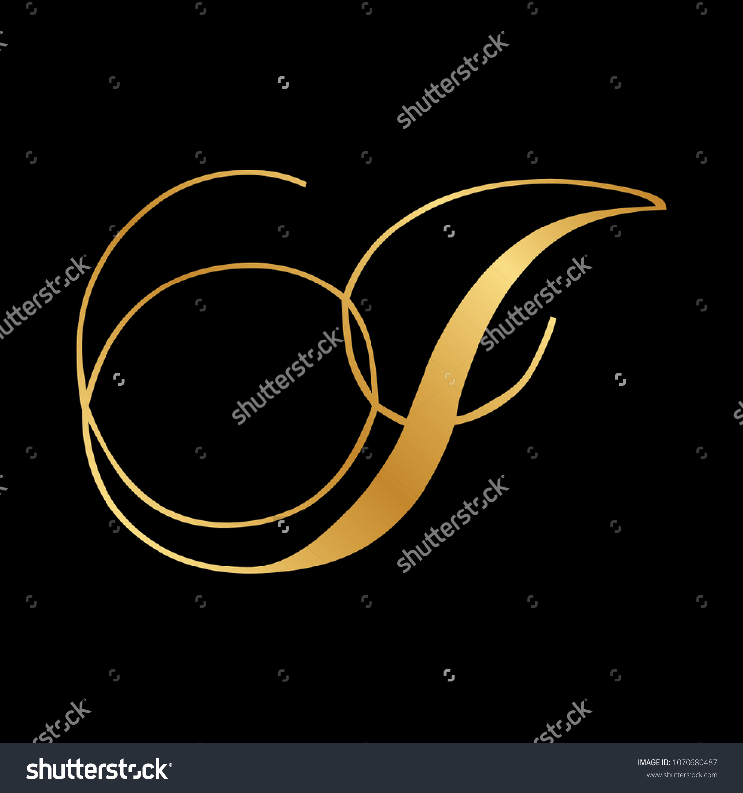 Gold Script Letter Stock Vector (Royalty Free) 1070680487 | Shutterstock