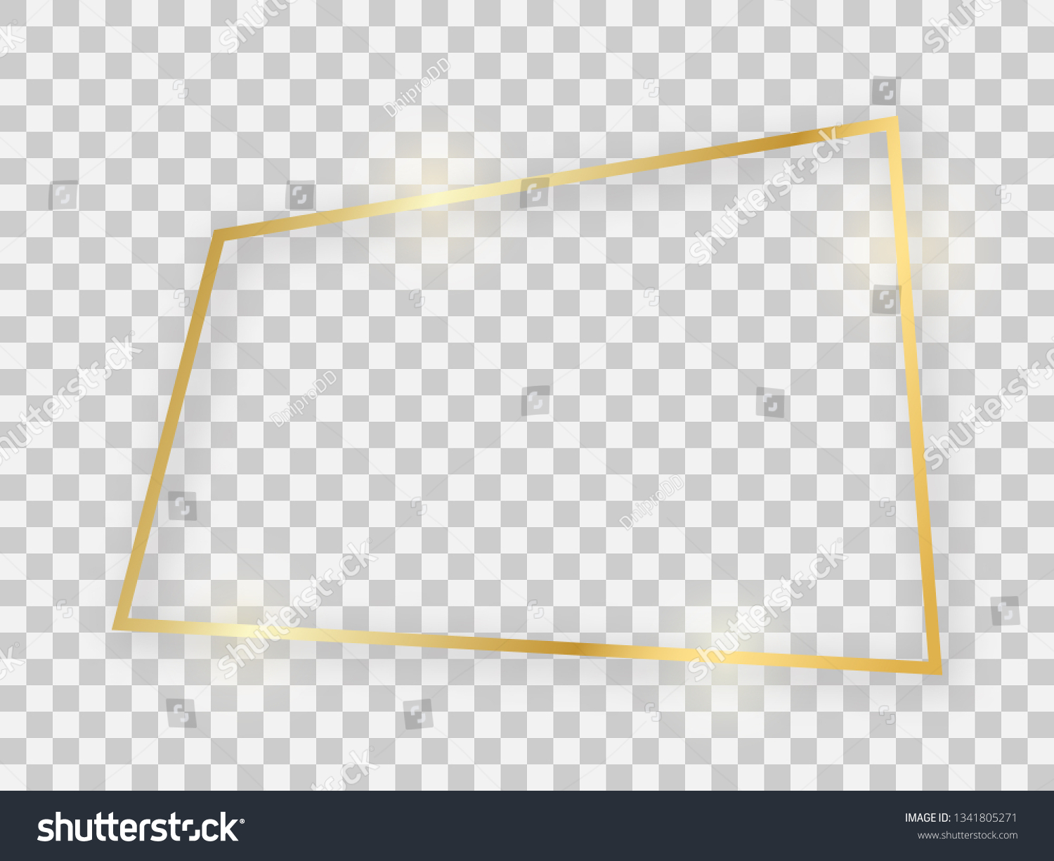 Gold Shiny Rectangular Frame Glowing Effects Stock Vector (Royalty Free ...