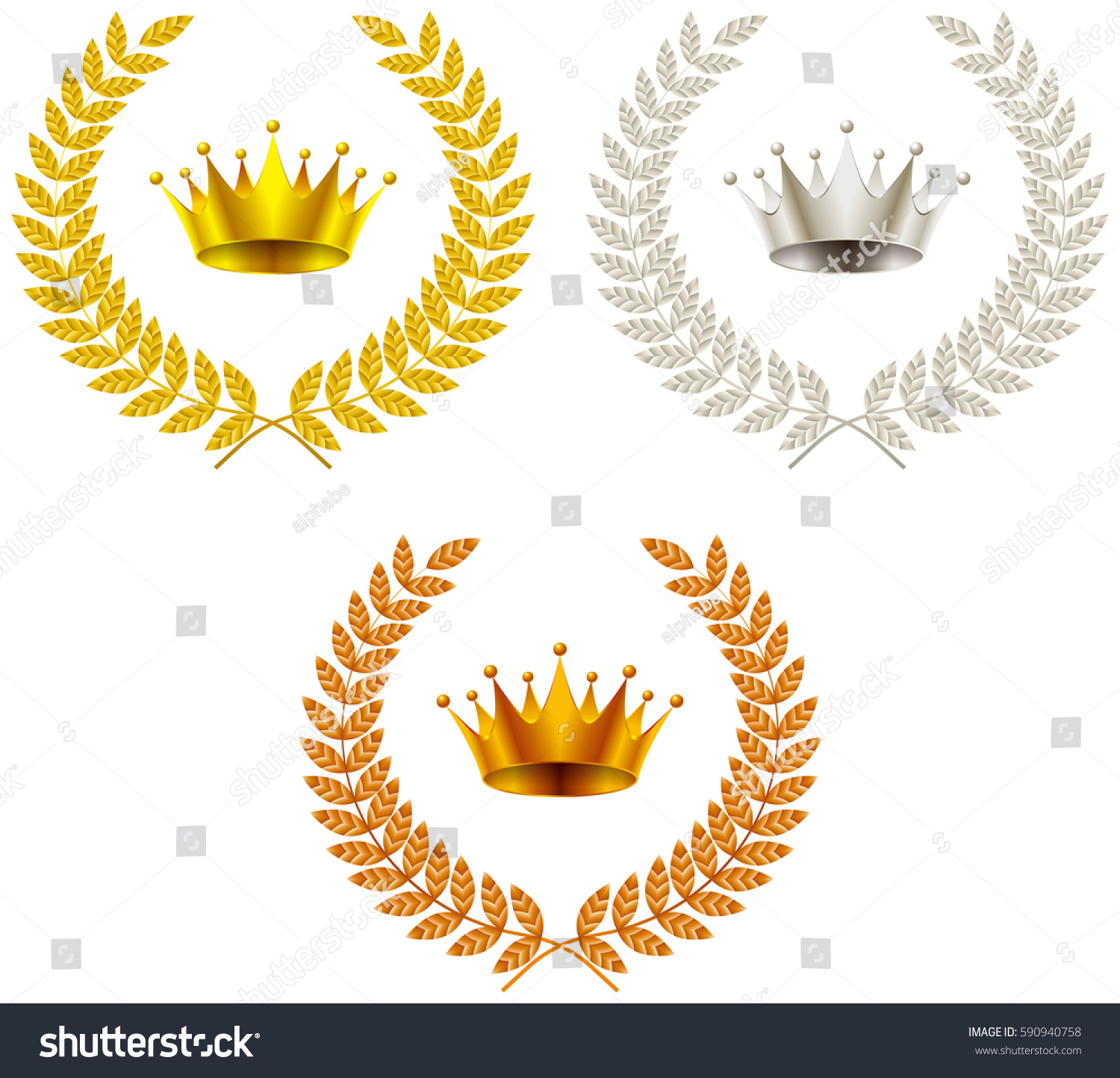 Gold Silver Copper Crown Emblem Stock Vector (Royalty Free) 590940758