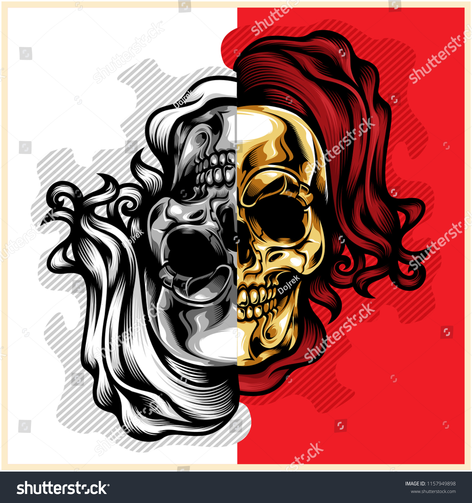 Gold Skull Head Logo Vector Stock Vector (Royalty Free) 1157949898