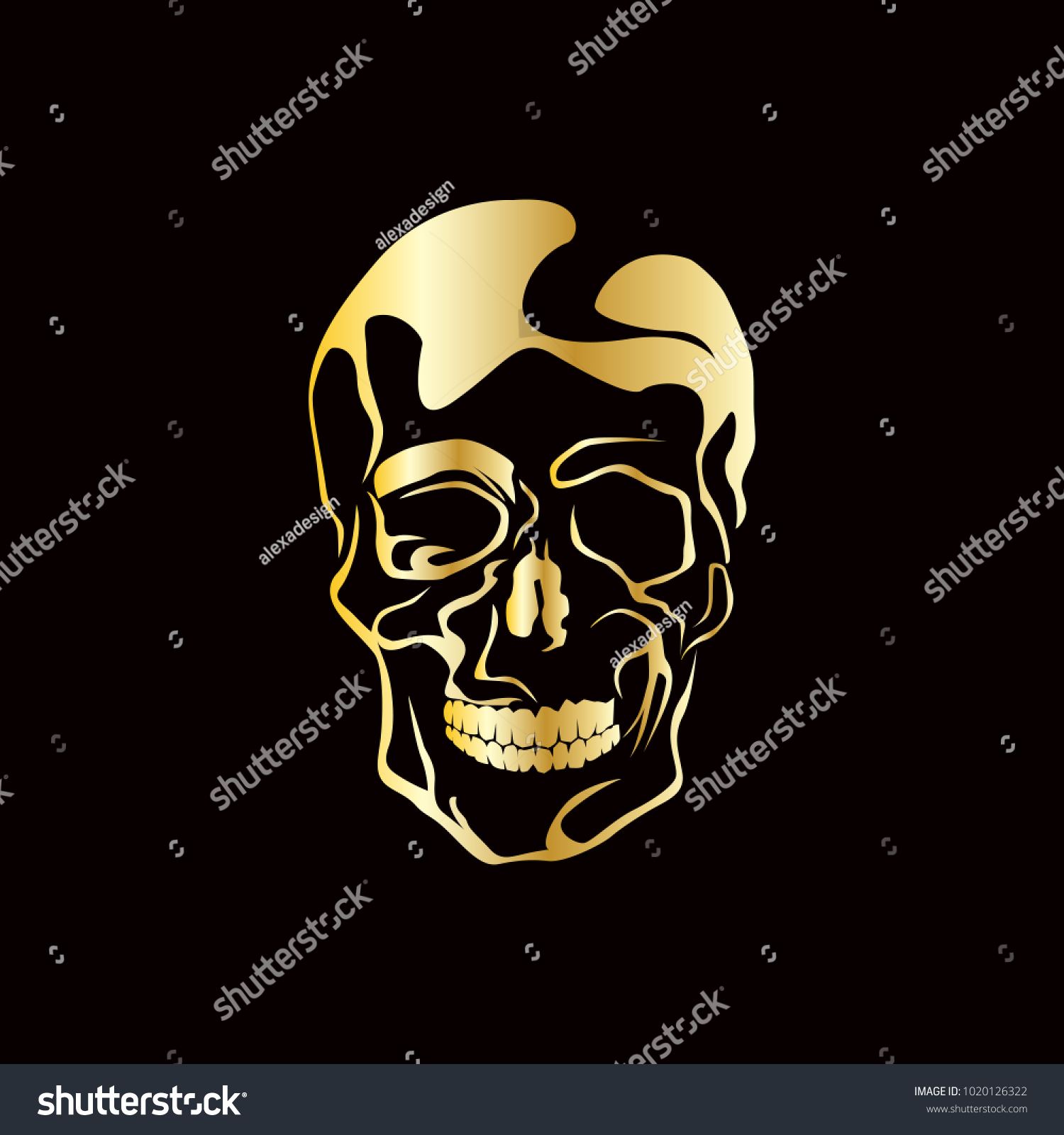Gold Skull Vector Stock Vector (Royalty Free) 1020126322