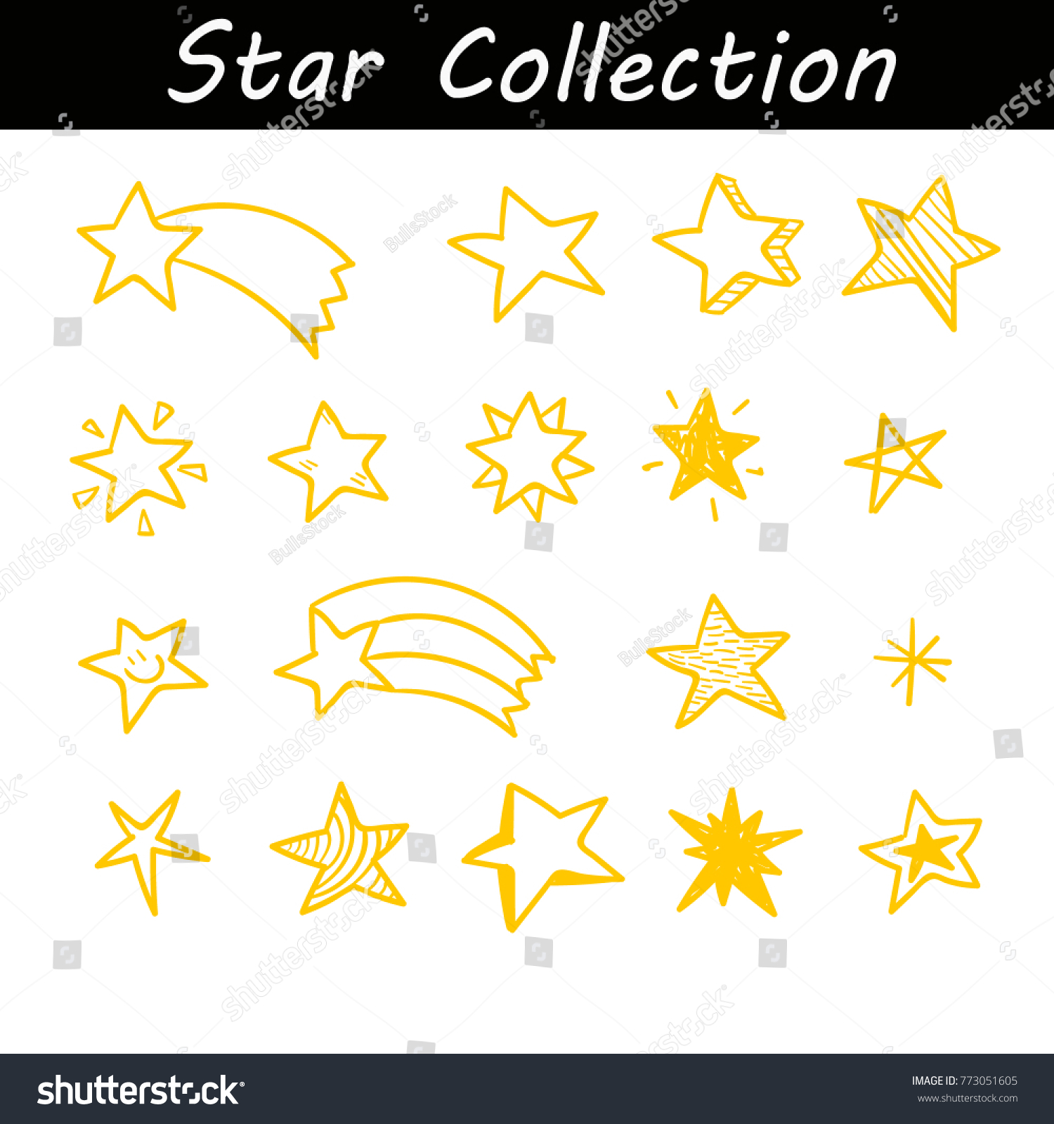 Gold Star Collection Stock Vector (Royalty Free) 773051605