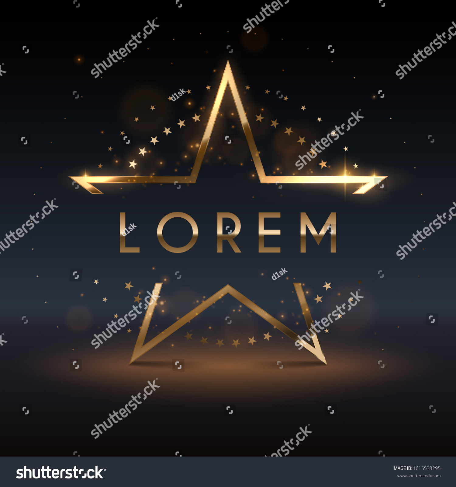 Gold Star Frame Template Text Stock Vector (Royalty Free) 1615533295