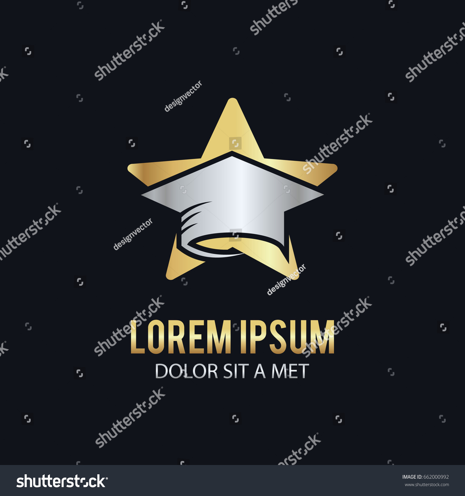 Gold Star Graduation Hat Logo: vector de stock (libre de regalías ...