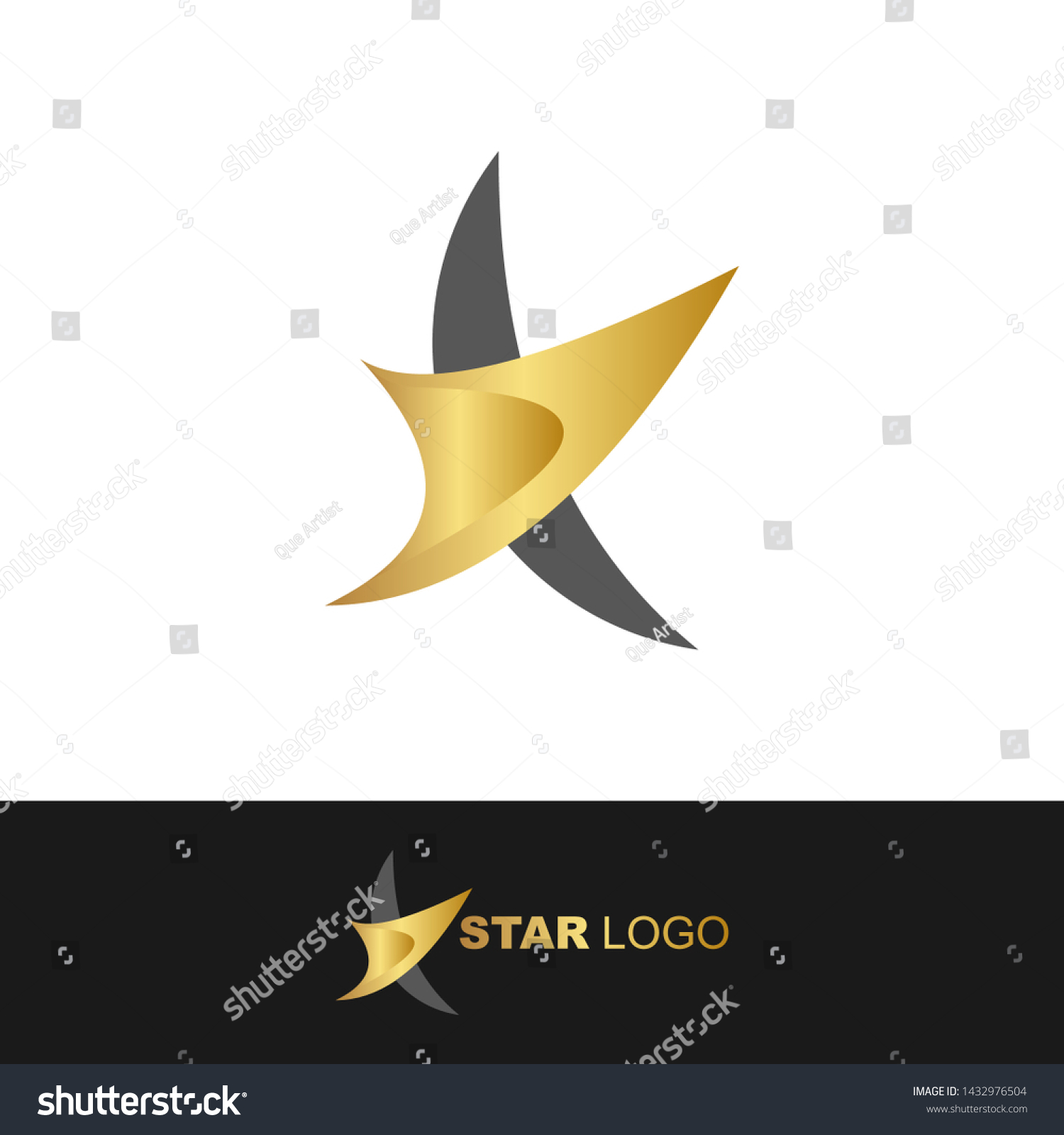 Gold Star Logo Vector Design Stock Vector (Royalty Free) 1432976504 ...
