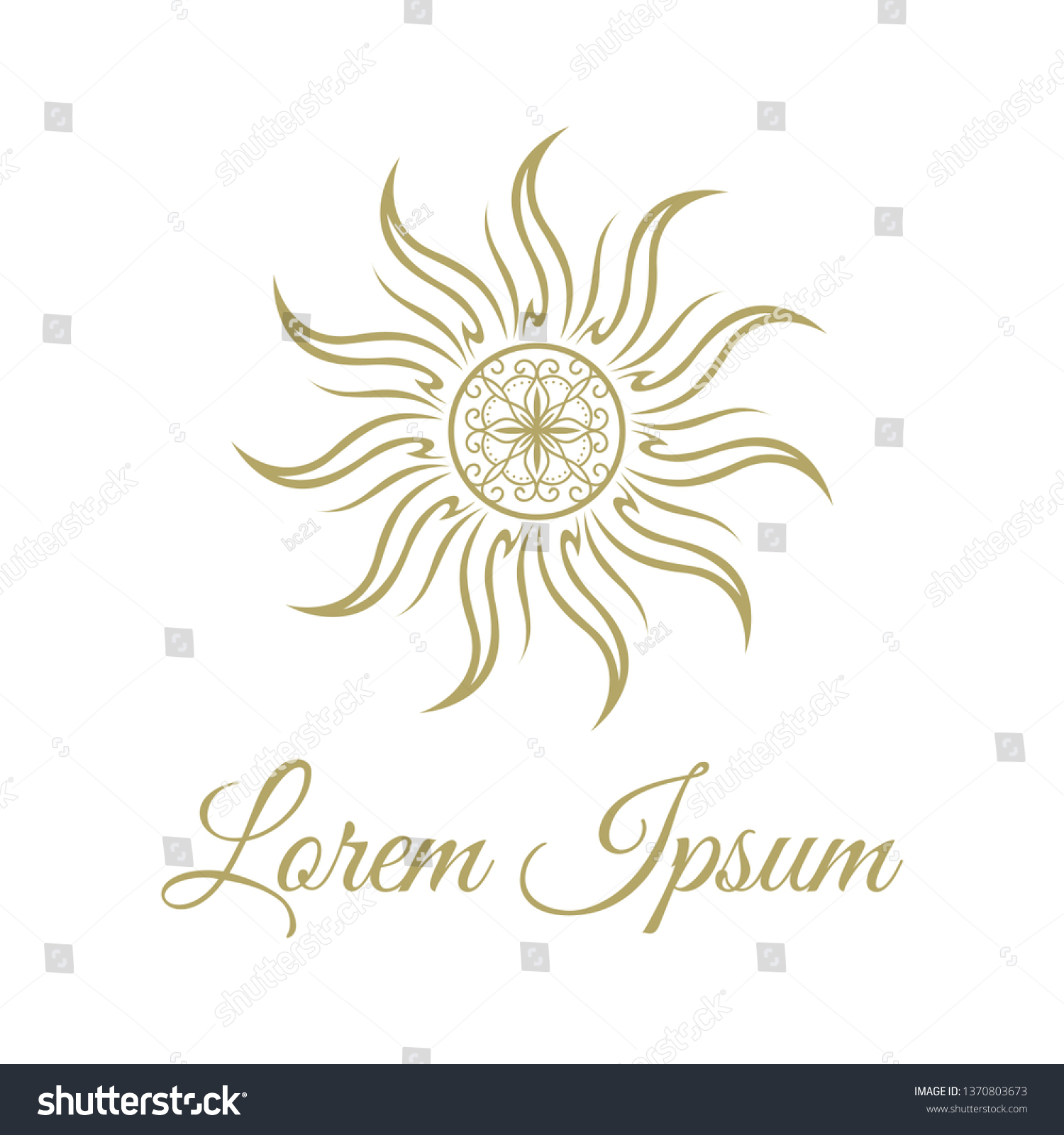 Gold Sun Vector Logo Template Stock Vector (Royalty Free) 1370803673 ...