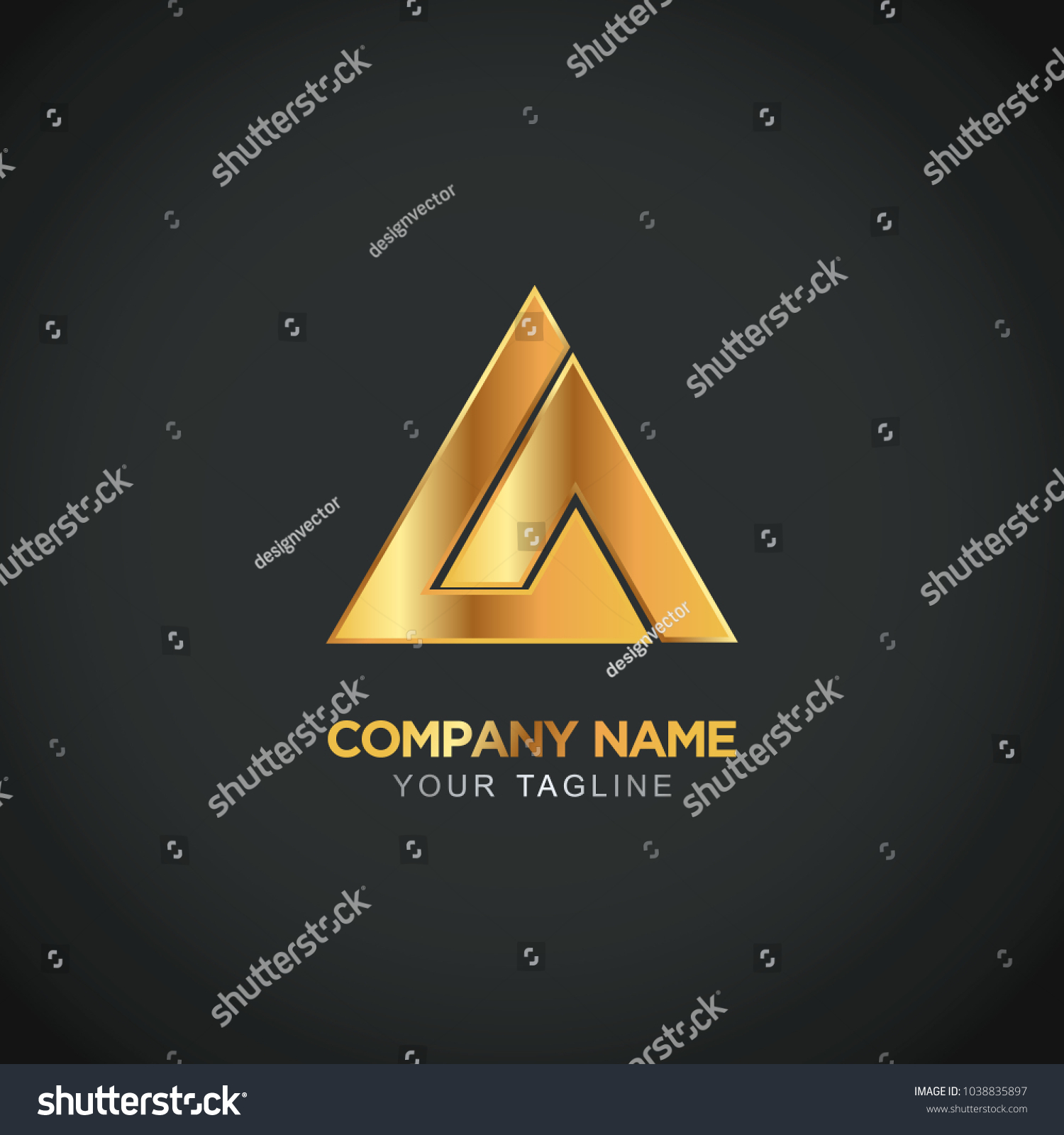 Gold Triangle Shape Company Logo: vector de stock (libre de regalías ...