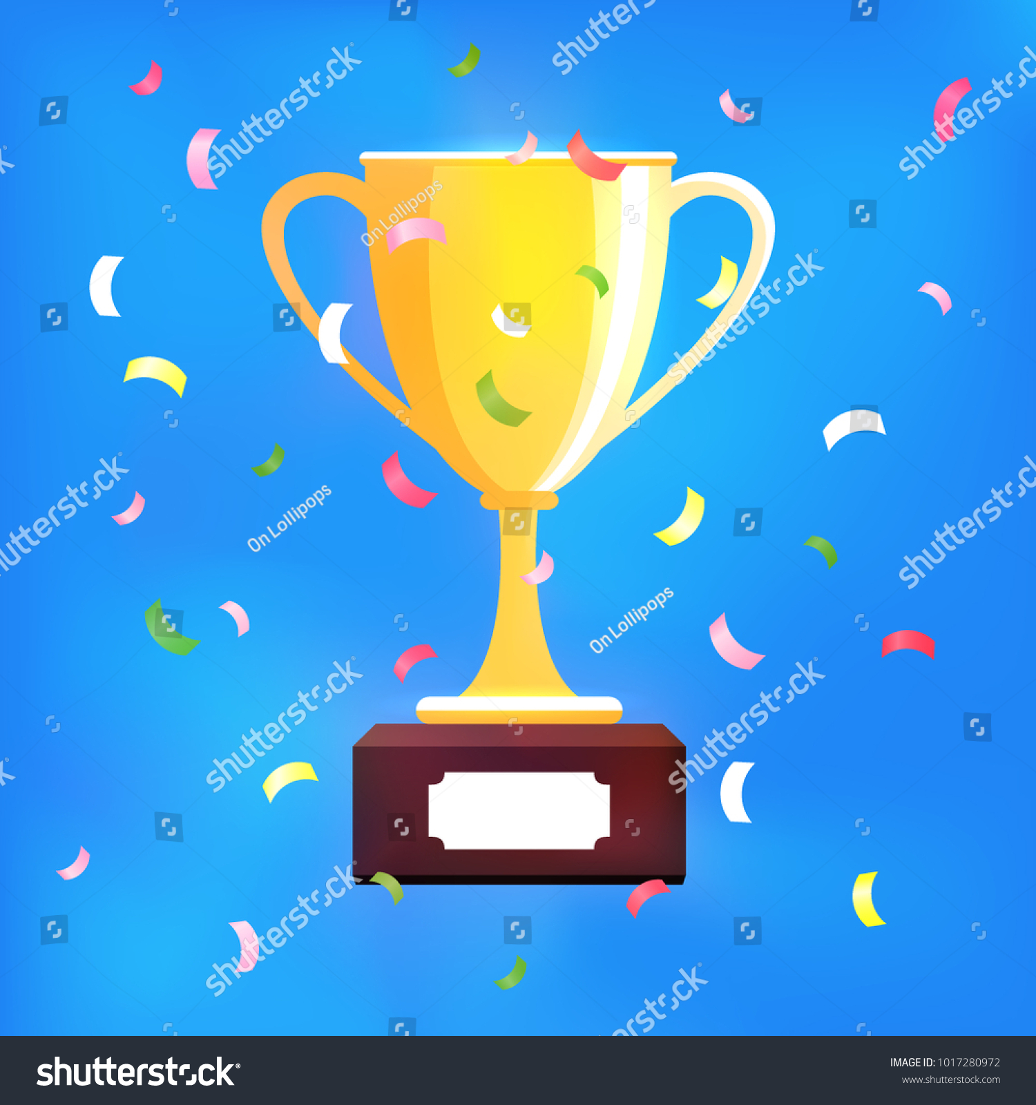 Gold Trophy Cup Confetti Vector Illustration Stock Vector (Royalty Free ...