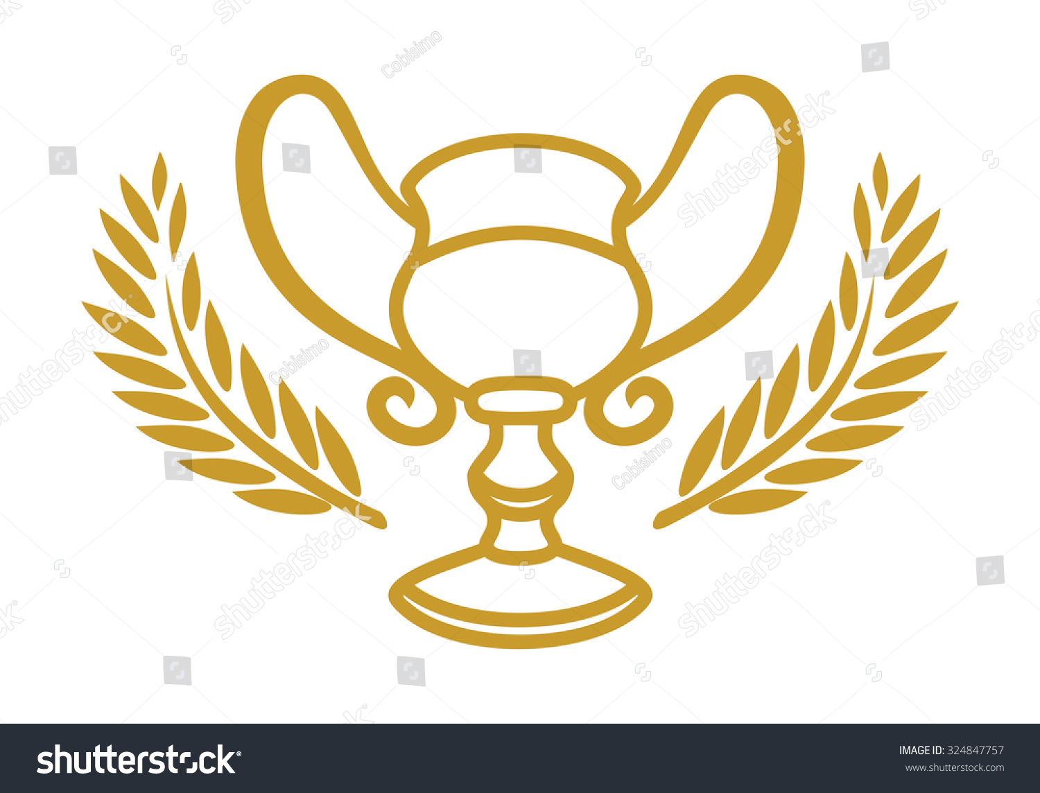 Gold Trophy Vector Icon Laurel Wreath: vector de stock (libre de ...