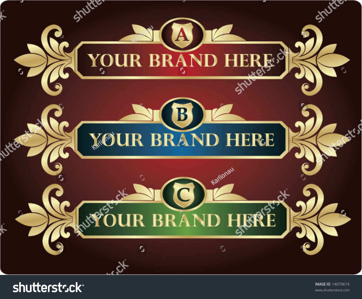 Gold Vintage Headers Stock Vector Illustration 14079619 : Shutterstock