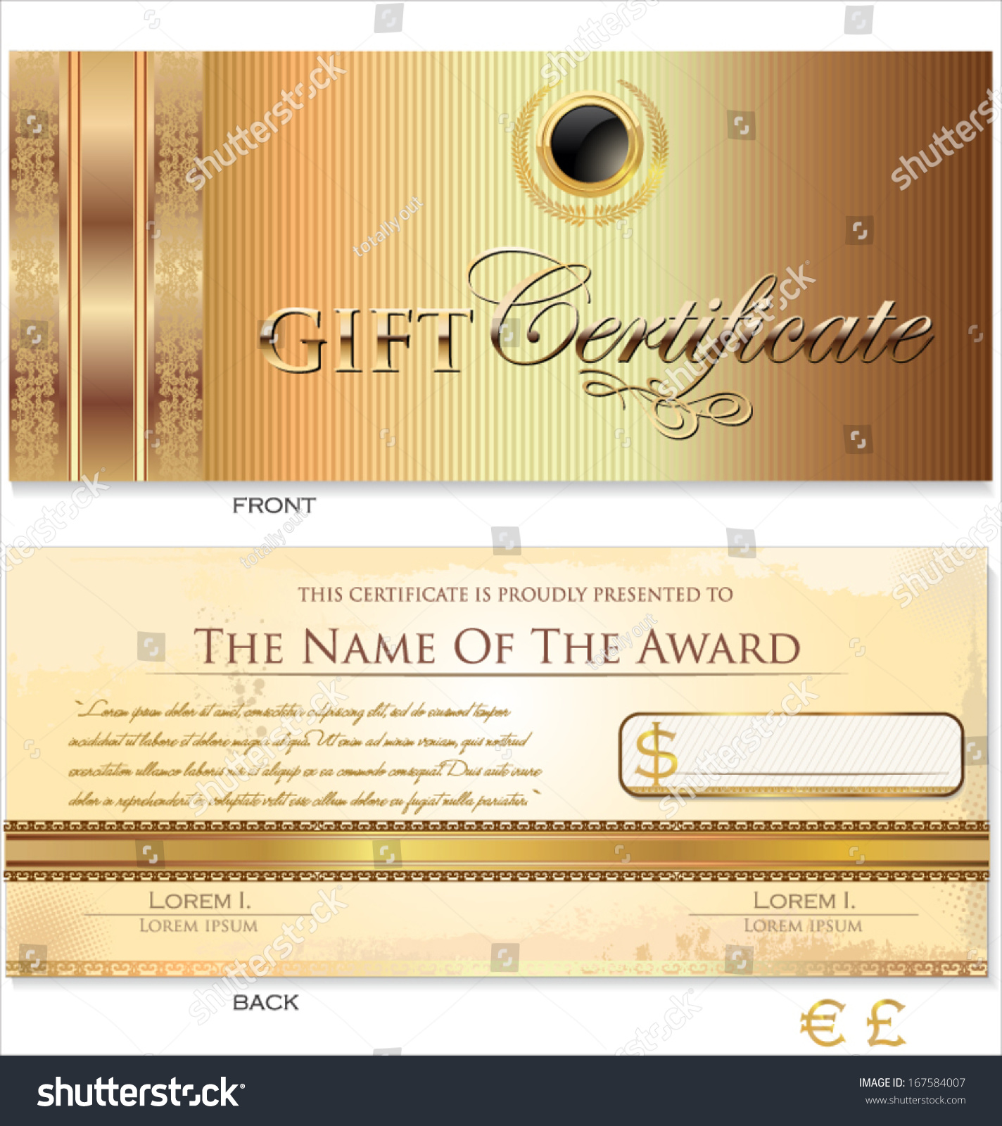 Gold Voucher Template Stock Vector (Royalty Free) 167584007