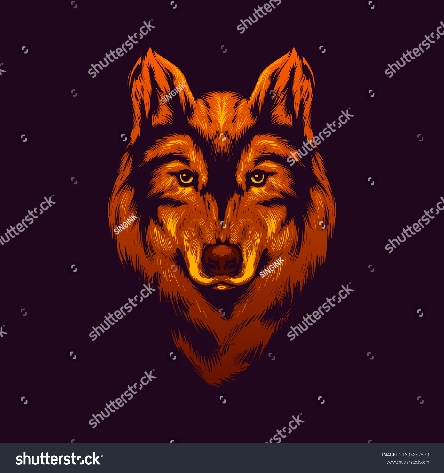 Gold Wolf Head Vector Illustration Stock Vector (Royalty Free ...