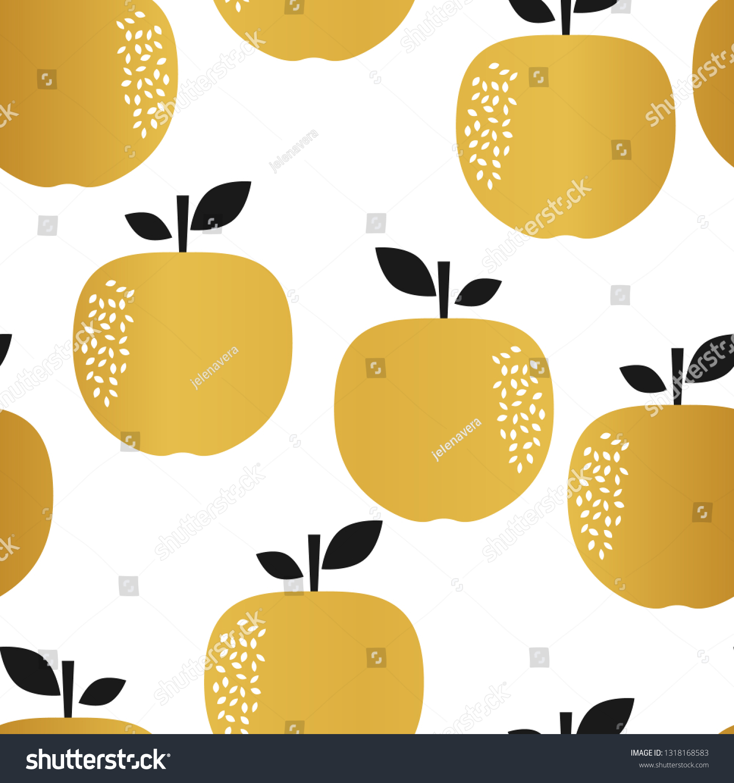Golden Apples Pattern Seamless Vector Repeating Stock Vector (Royalty ...