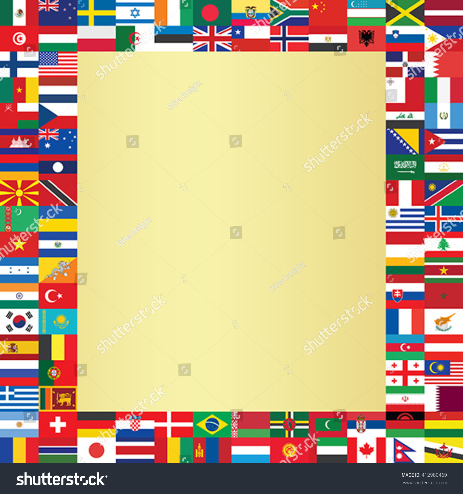 Golden Background World Flags Frame Vector: vector de stock (libre de ...