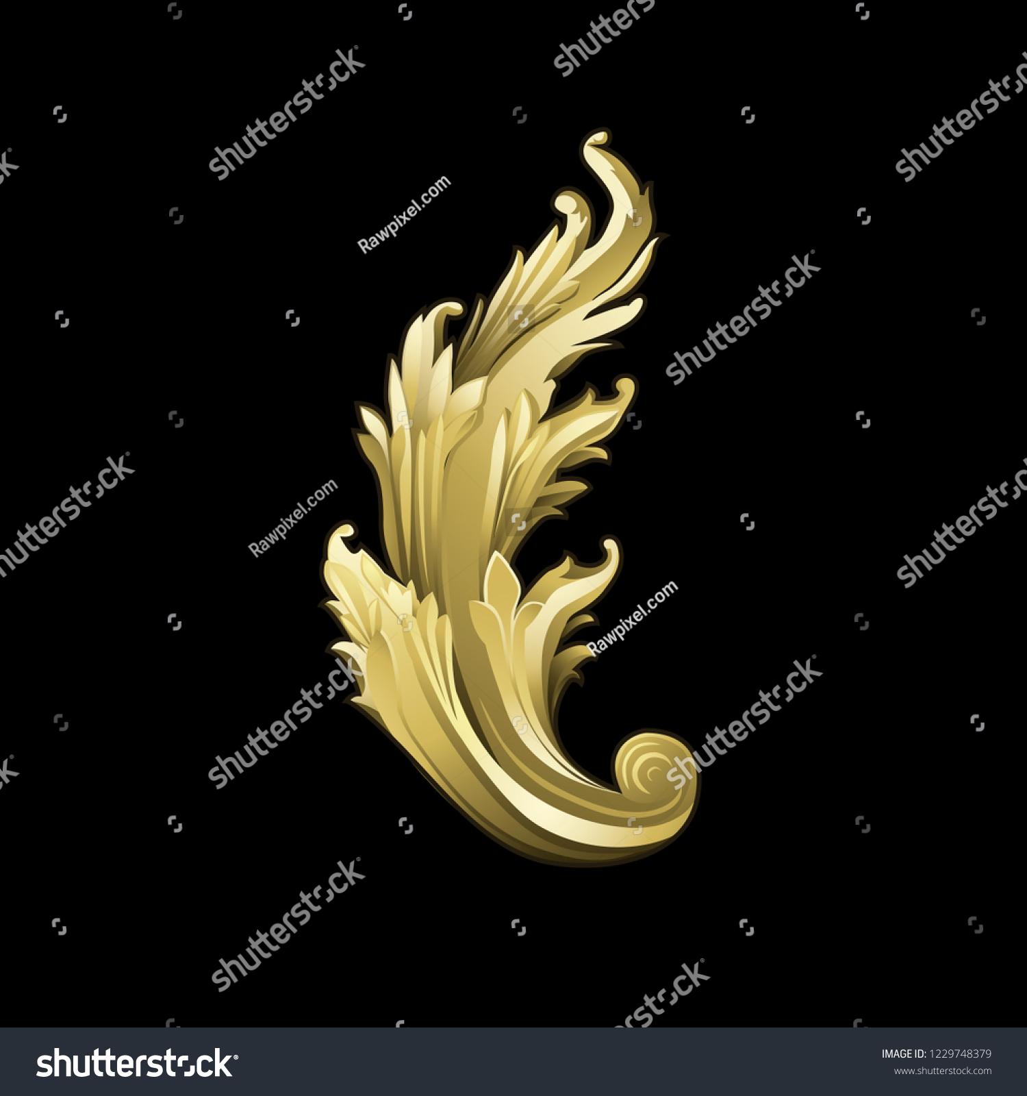 Golden Baroque Floral Elements Vector Stock Vector (Royalty Free ...