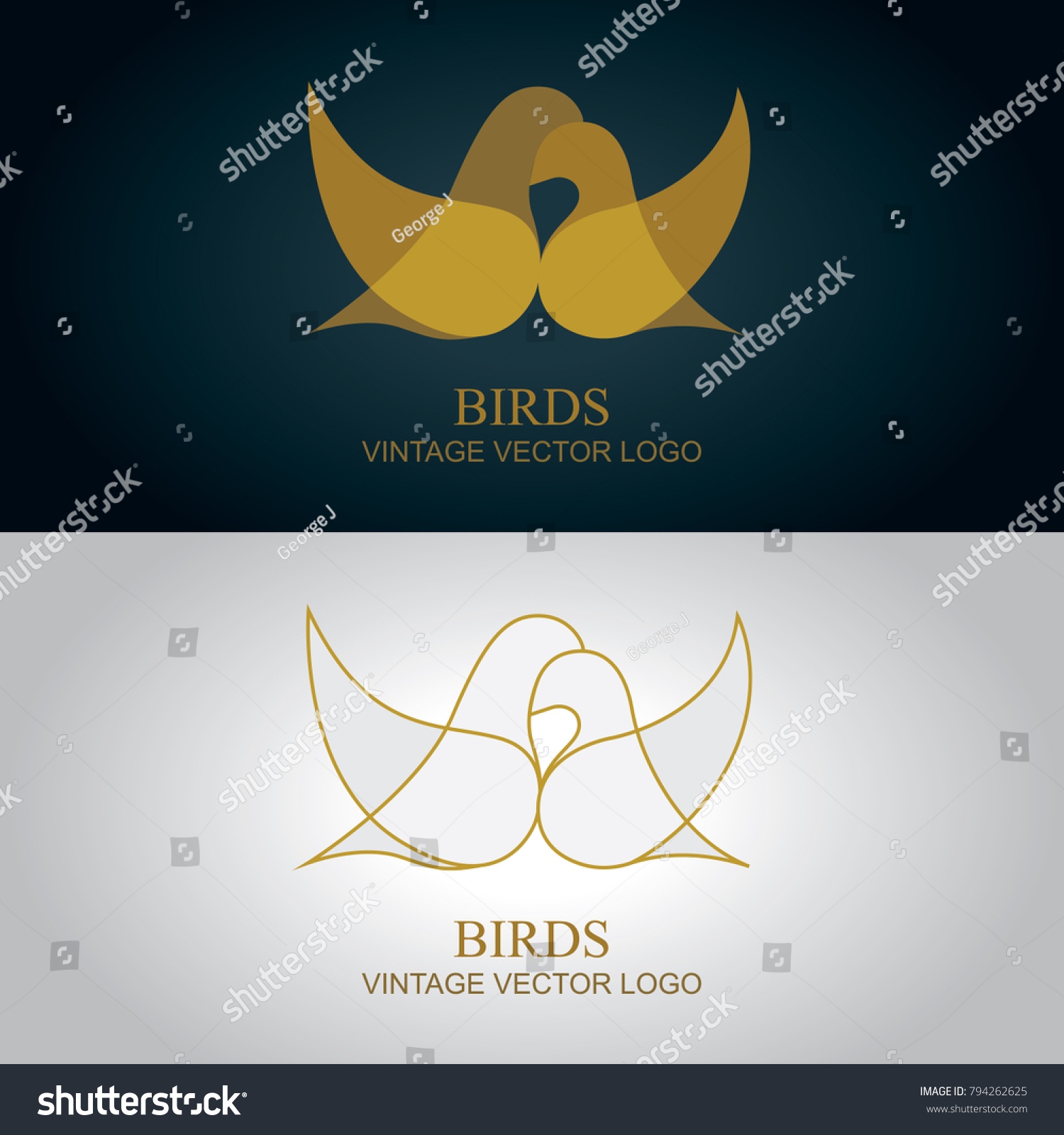 Golden Birds Logo Vector Template Stock Vector (Royalty Free) 794262625