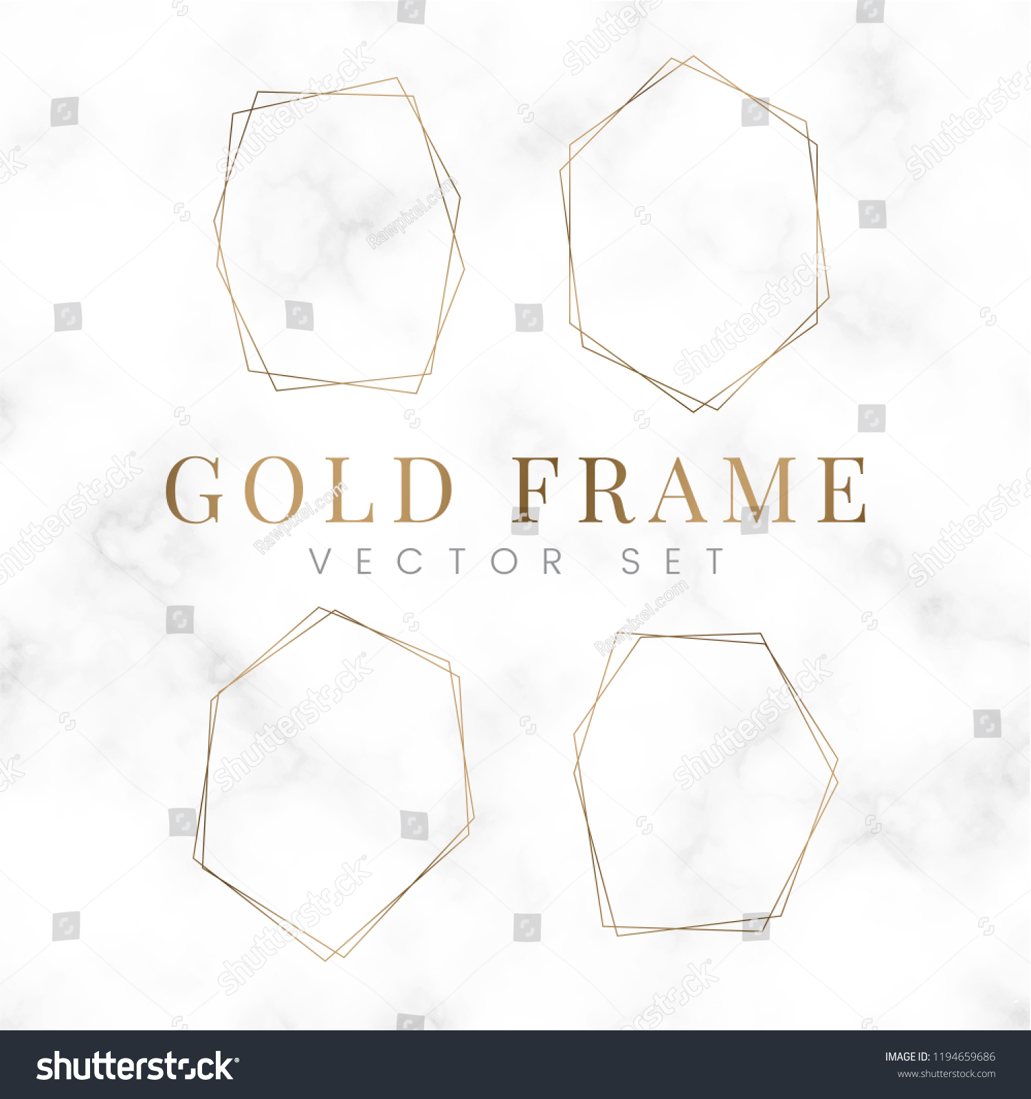 Golden Blank Hexagon Frame Vector Set Stock Vector (Royalty Free ...