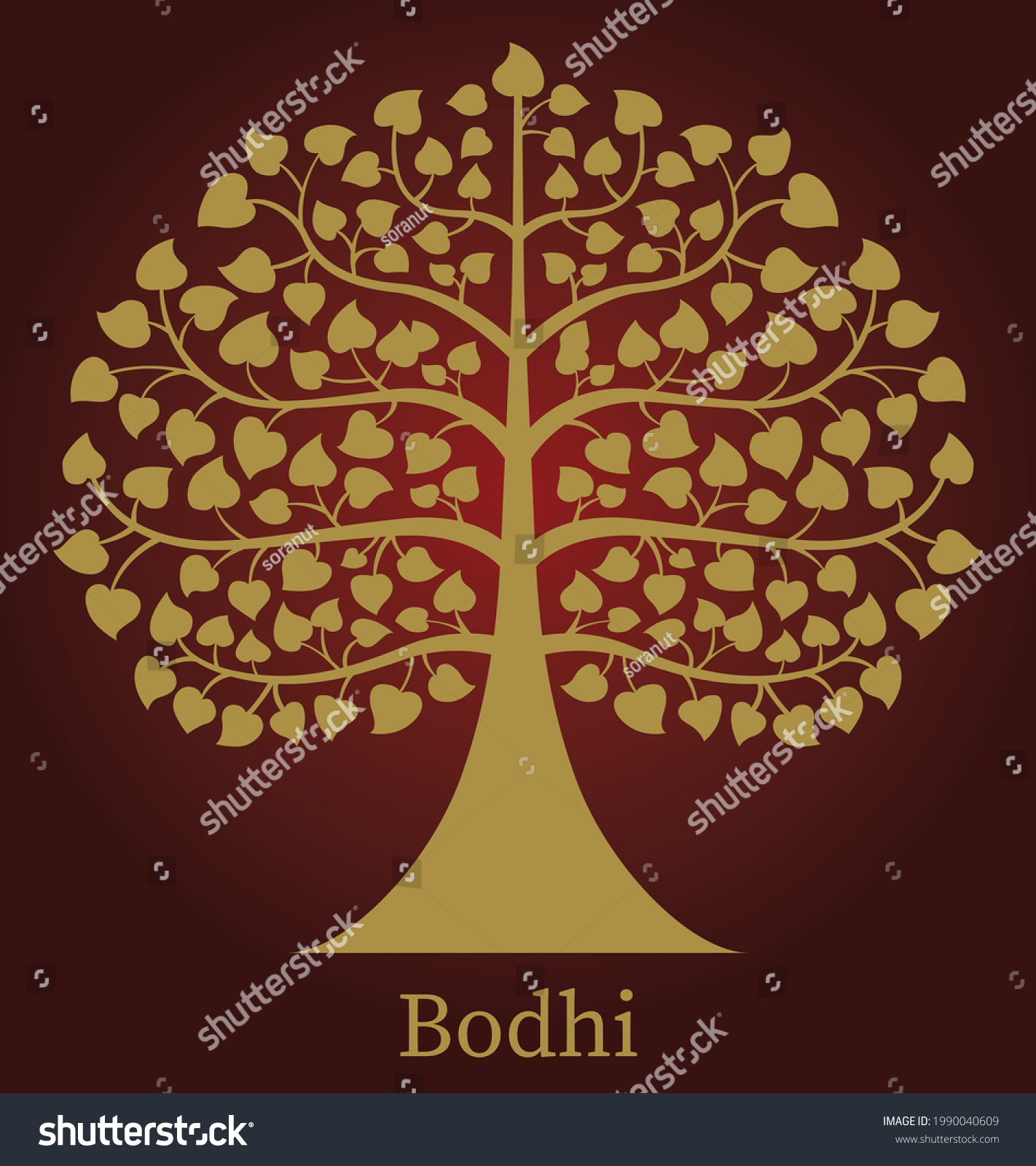 Golden Bodhi Tree Vector Illustration Stock Vector (Royalty Free ...