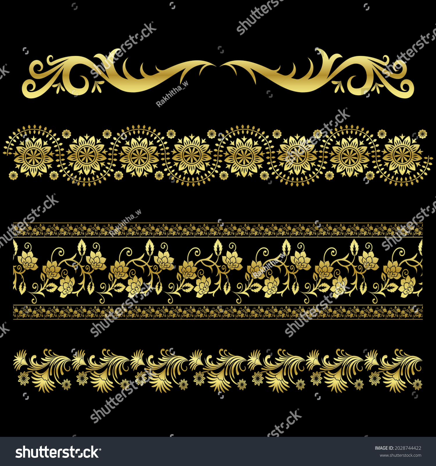 Golden Border Designs Card Edge Patterns Stock Vector (Royalty Free ...