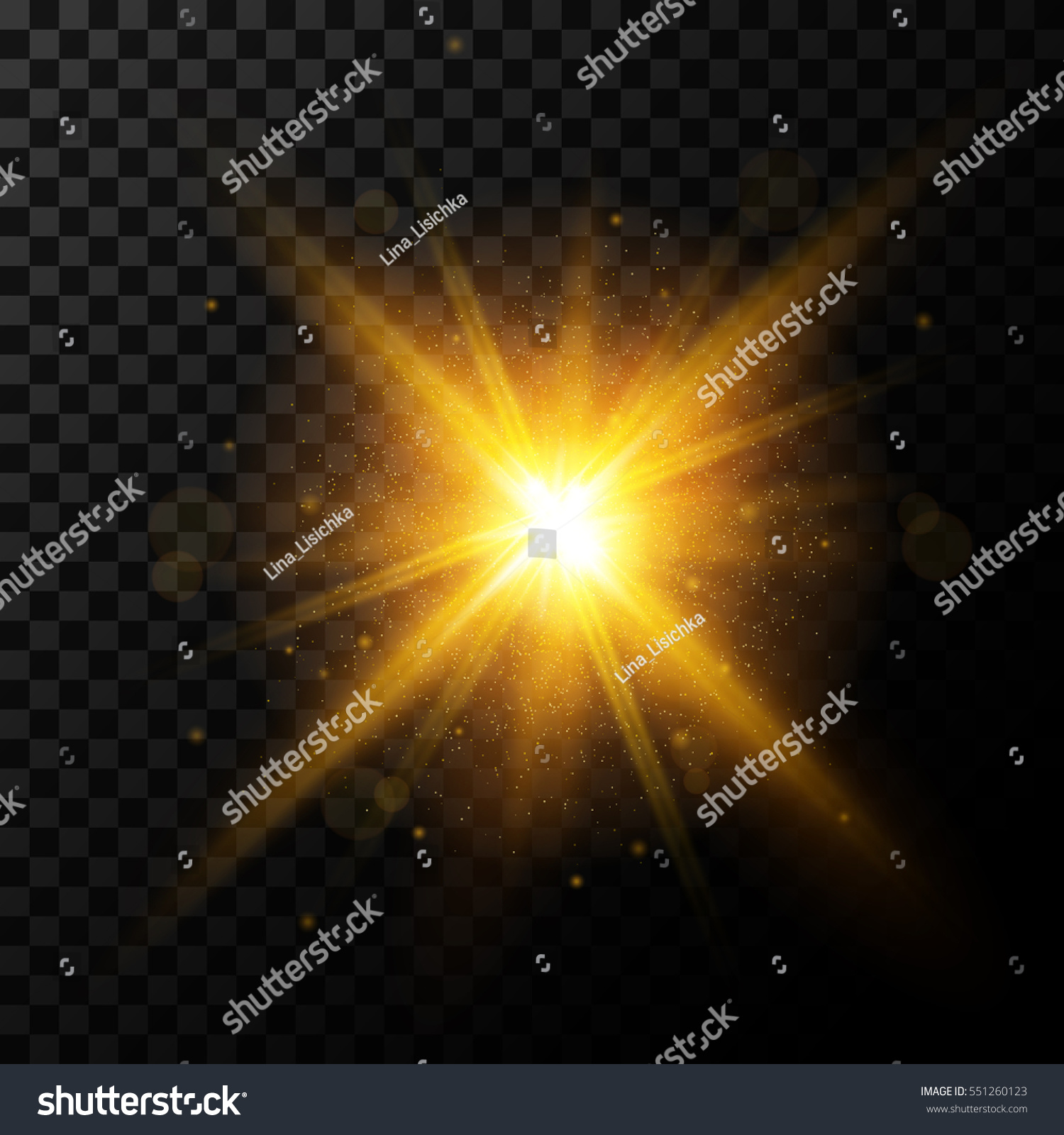 Golden Burst Light Effect On Transparent Stock Vector (Royalty Free ...