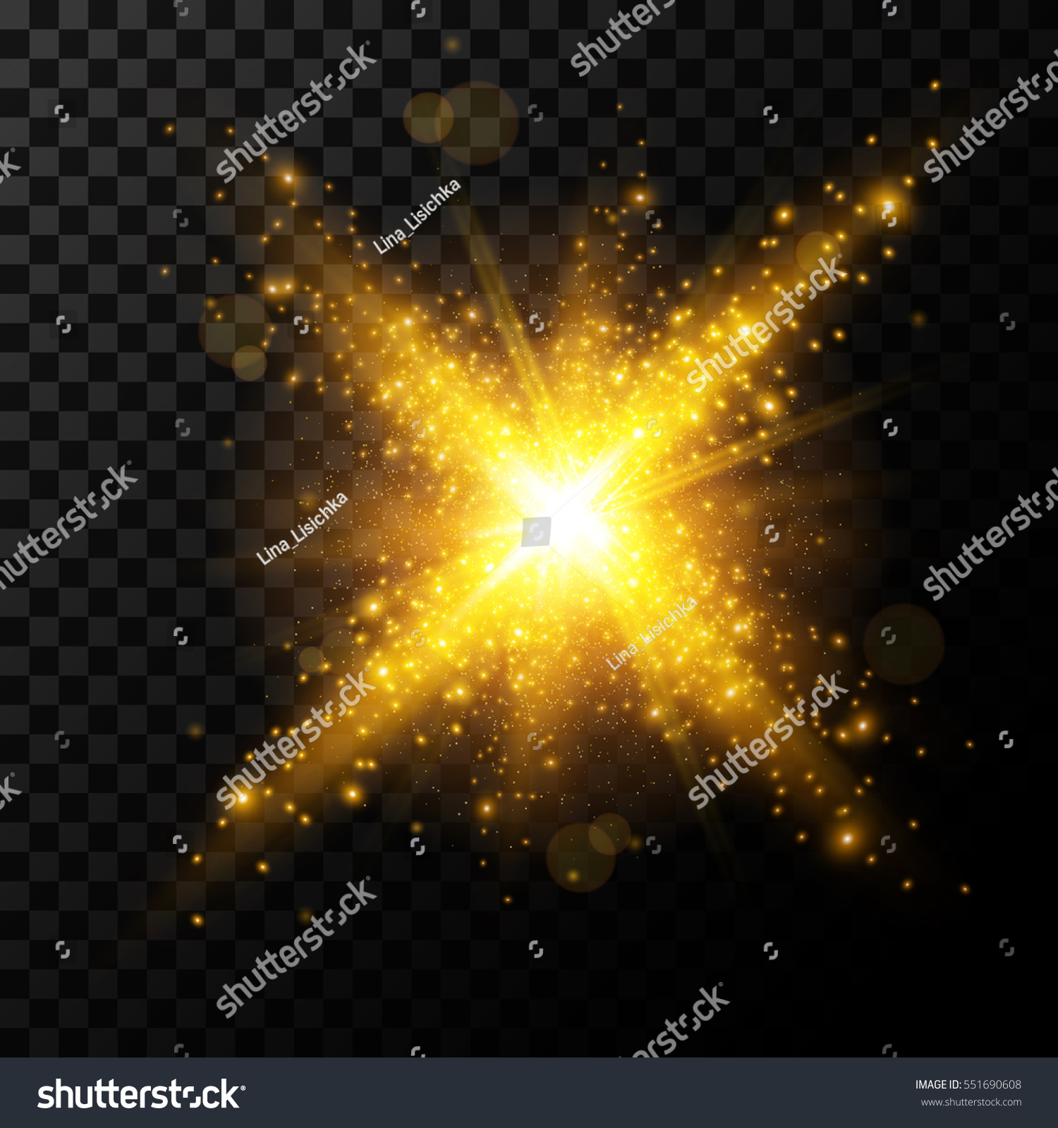 Golden Burst Light Effect On Transparent Stock Vector (Royalty Free ...