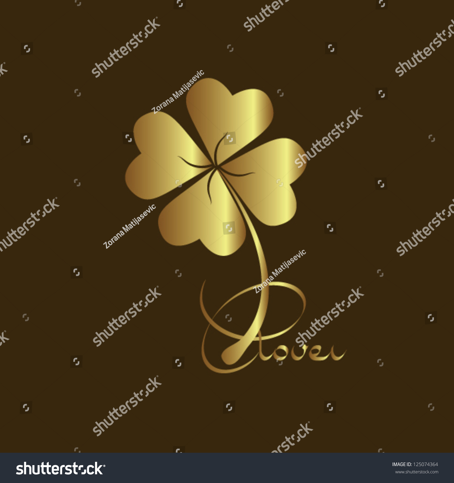 Golden Clover Stock Vector (Royalty Free) 125074364