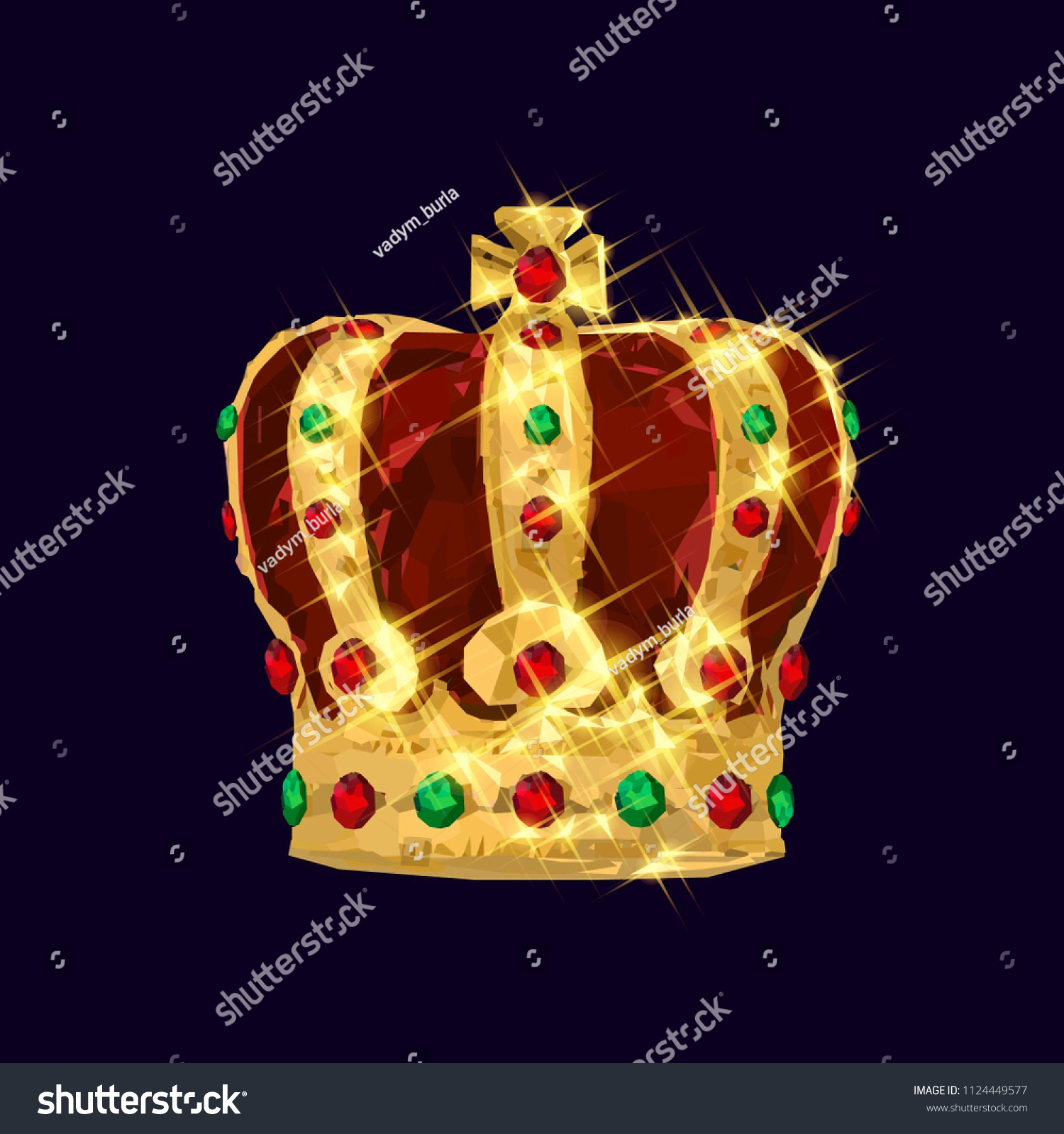 Golden Crown Vector Illustration Low Poly: vector de stock (libre de ...